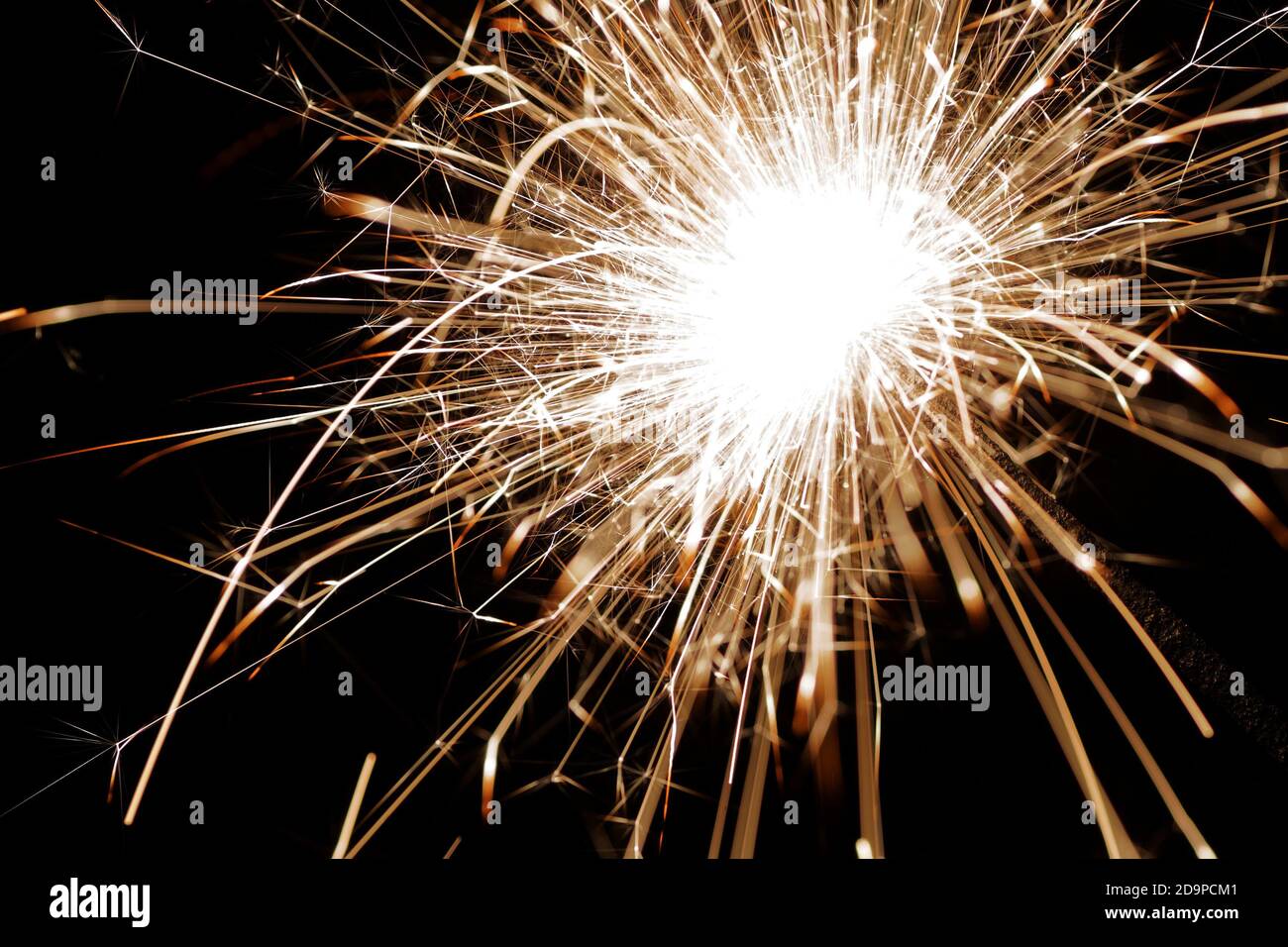 Closeup burning sparkler. Bengal light - type of hand-held firework ...