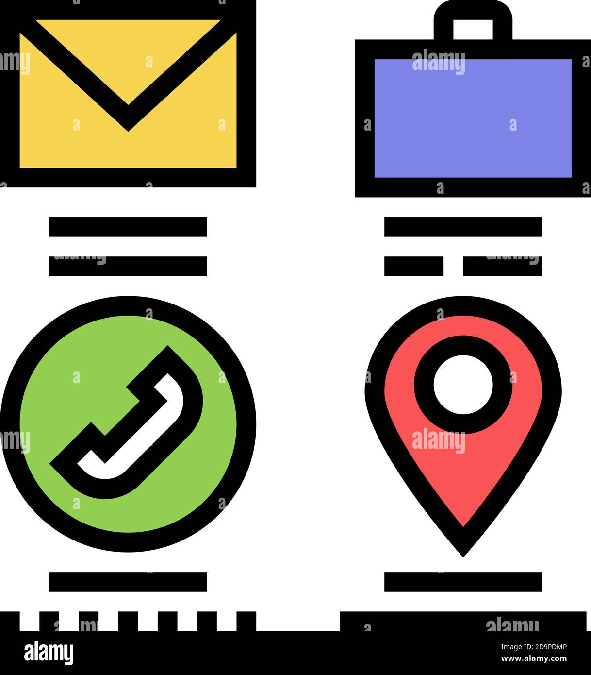mail, business call and location color icon vector illustration Stock ...