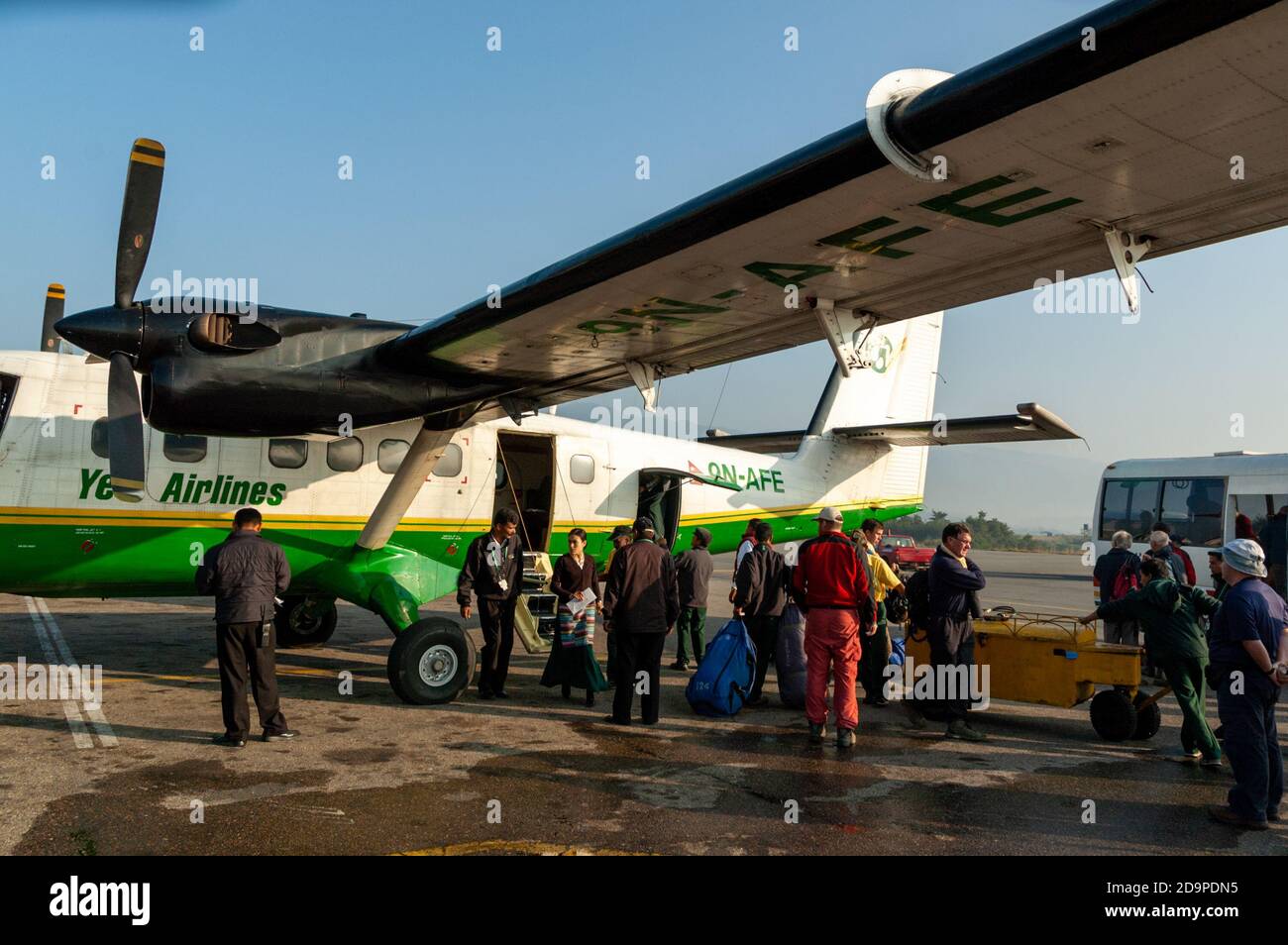 Preparing to board Yeti Airlines flight from Kathmandu to Lukla Stock ...