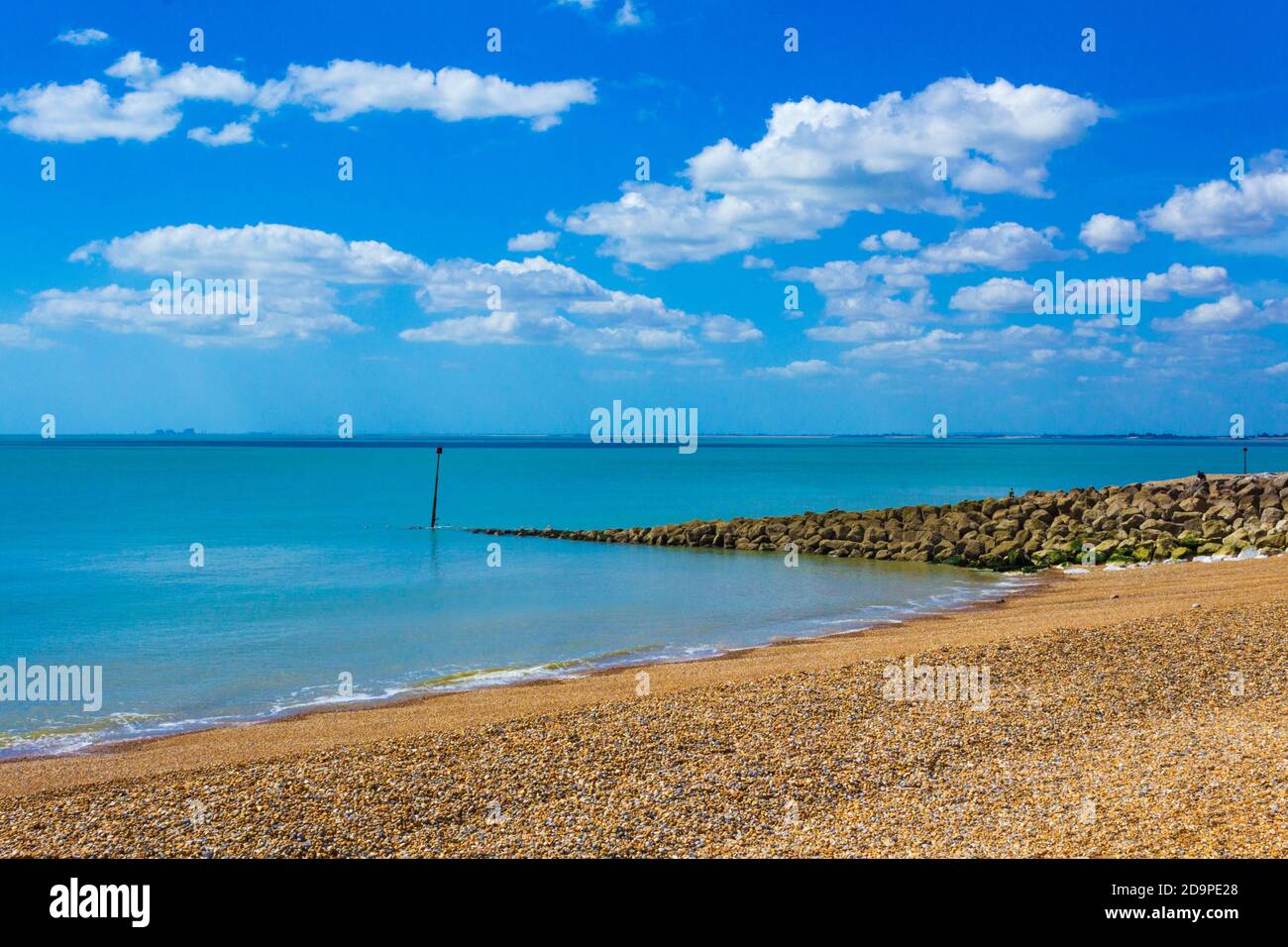Sandgate promenade and pebble beach on nice summer day against nice ...