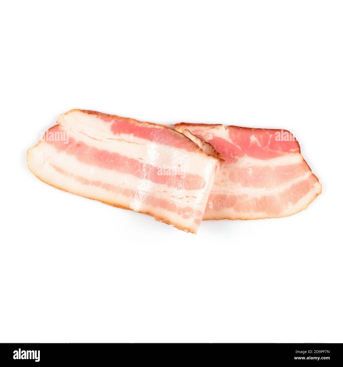Rasher or smoked sliced bacon ready for cooking. One piece of pork ...