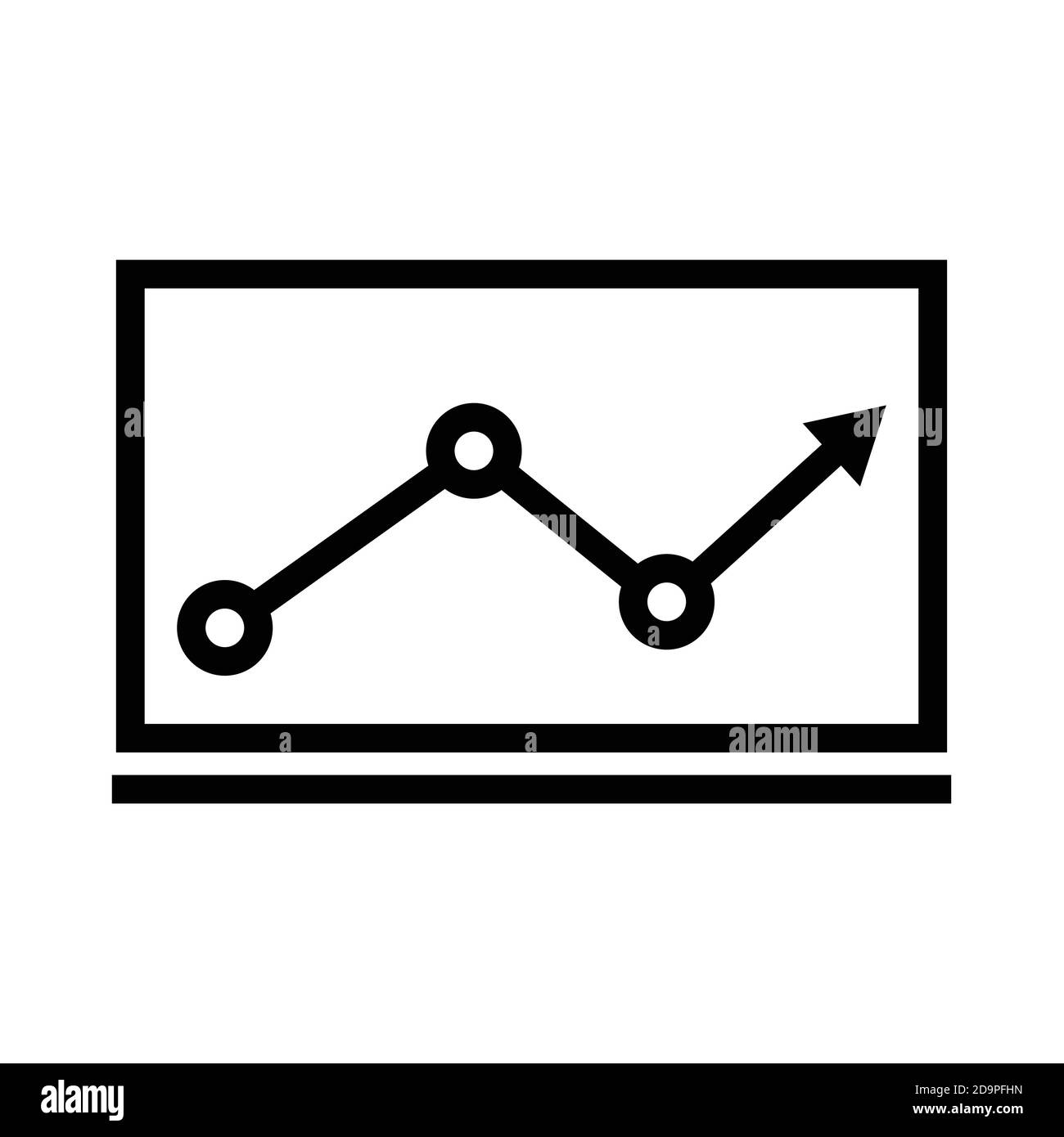 Line Chart Vector, arrow go up, bar graph. line style icon. business ...
