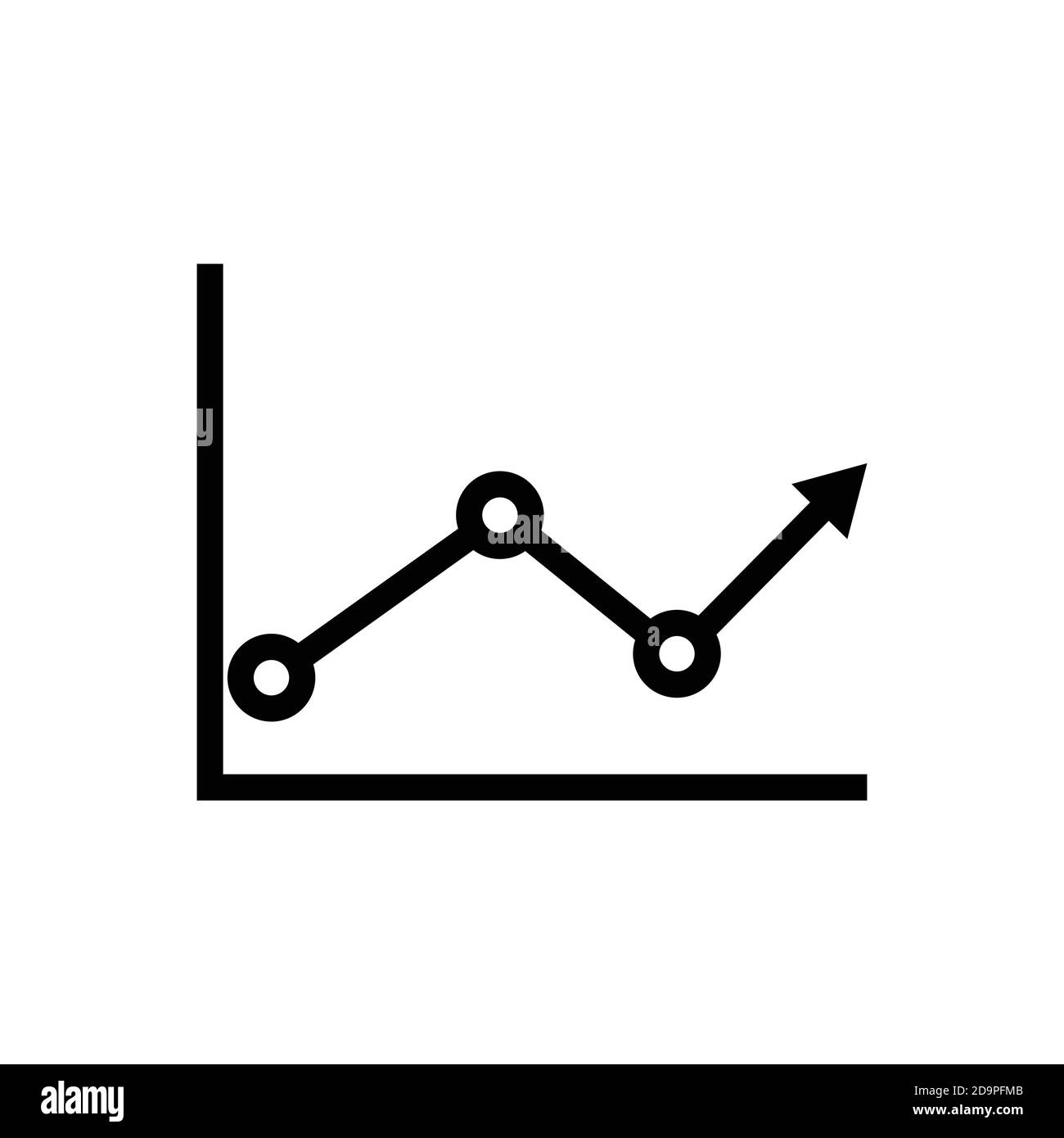 Line Chart Vector, arrow go up, bar graph. line style icon. business ...