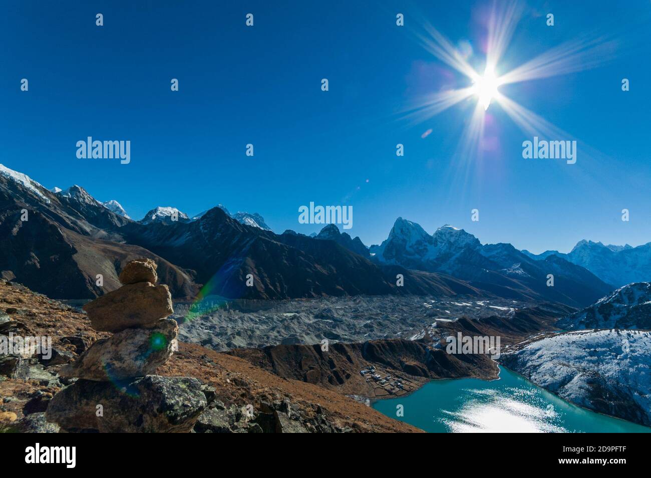 Gokyo from Gokyo Ri (Peak) on the Nepal Himalaya trekking route Stock ...