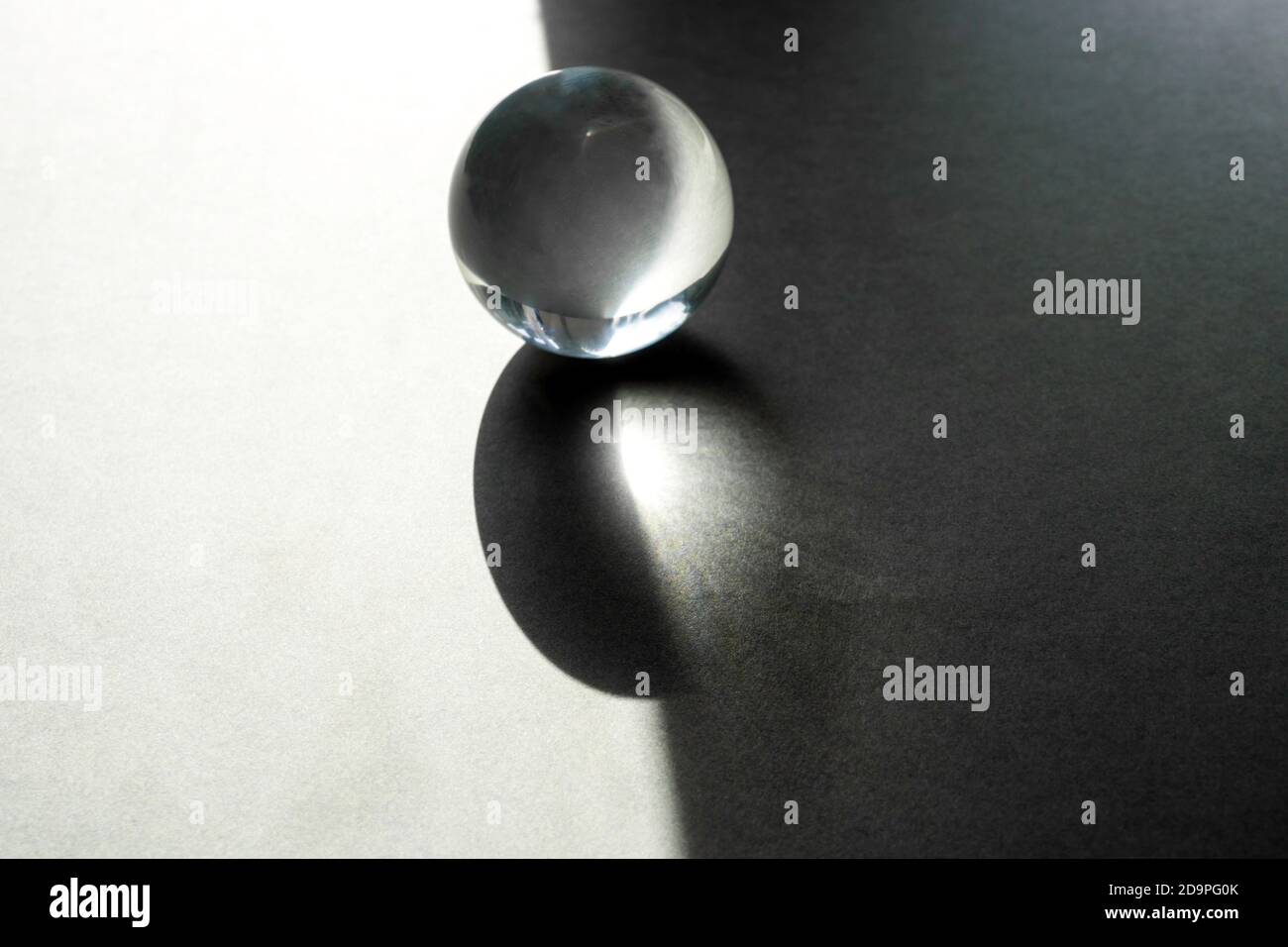 Glass transparent sphere with shadows, transparent ball on grey ...
