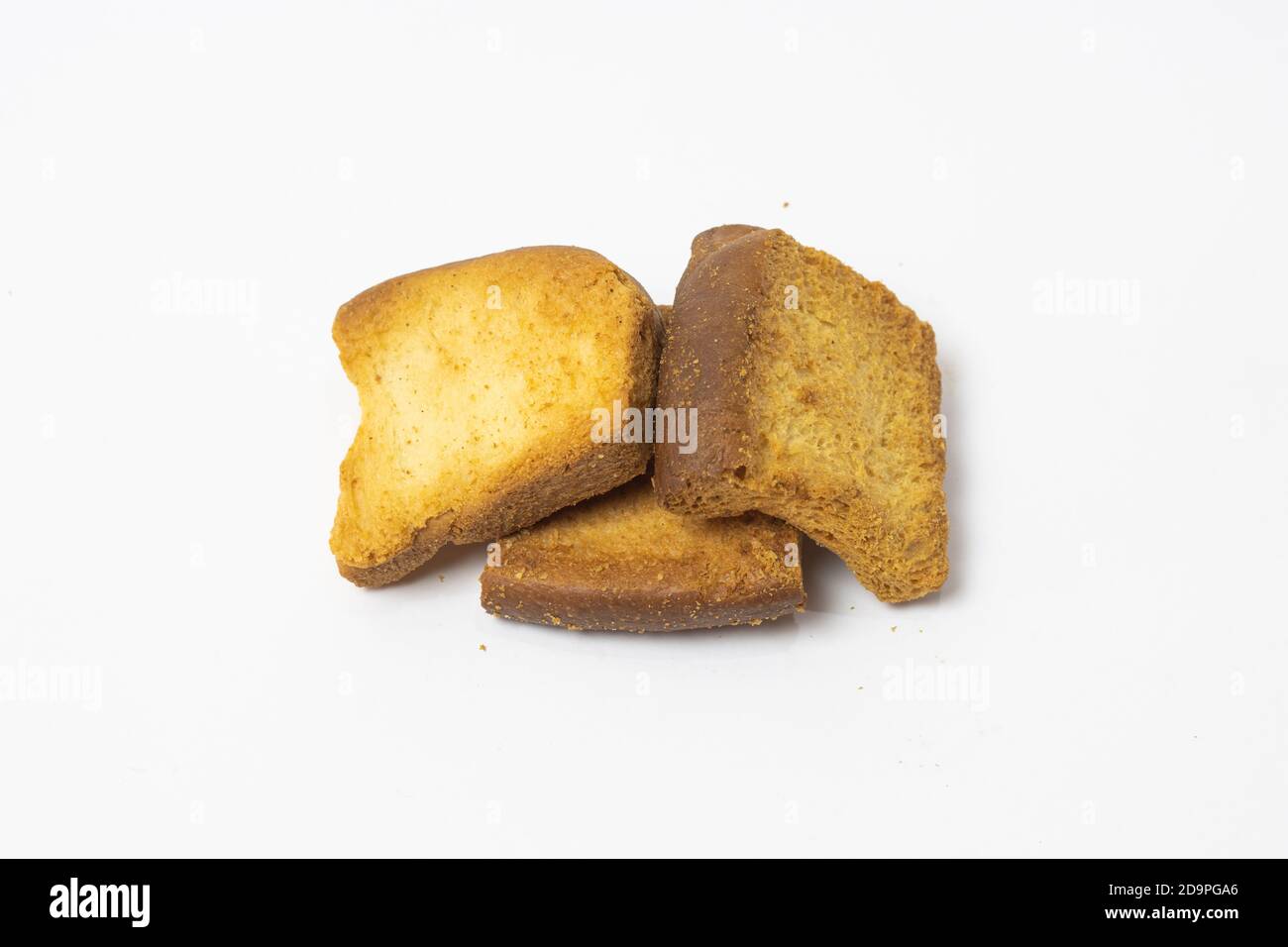 Sweet rusks bread toast biscuits isolated on white background Stock ...