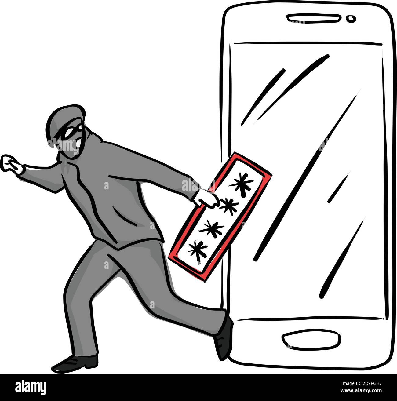 thief or hacker use key to hack into smartphone vector illustration ...