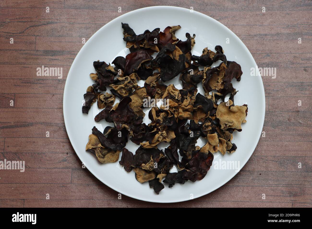 Dry wood ear mushroom or cloud ear mushroom, delicacy of Sikkim, India ...