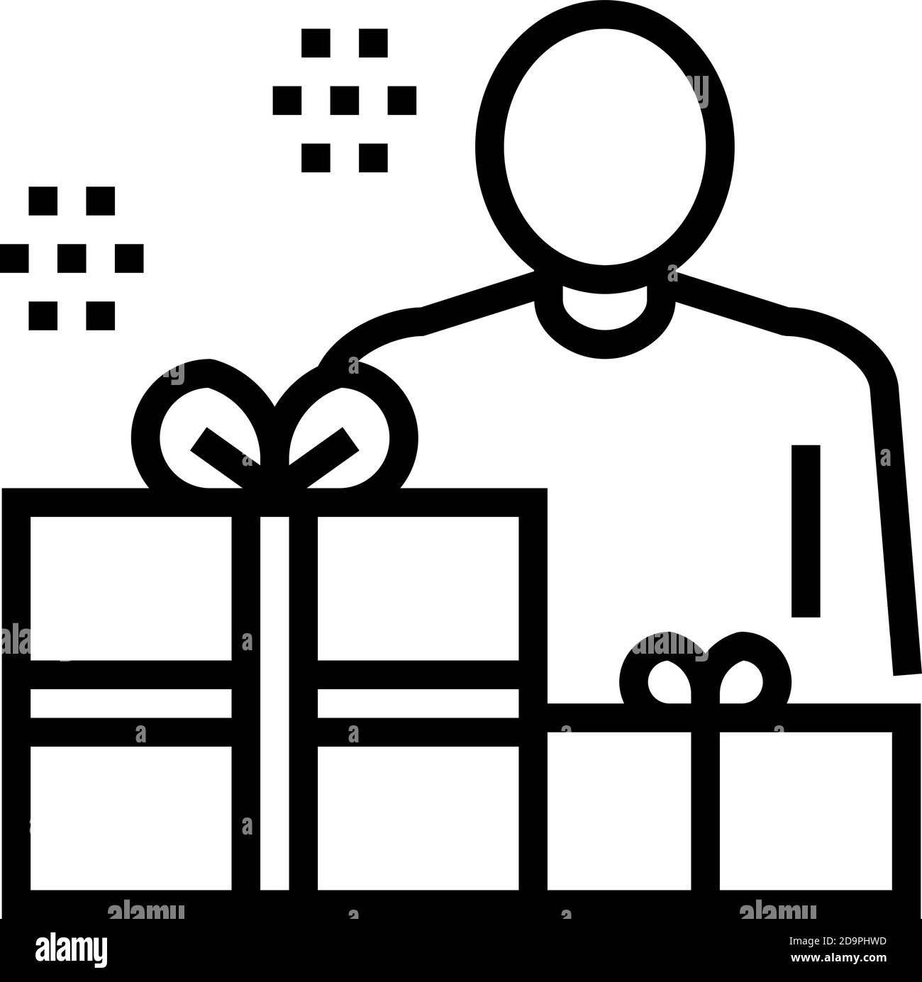 human with presents line icon vector illustration Stock Vector Image ...