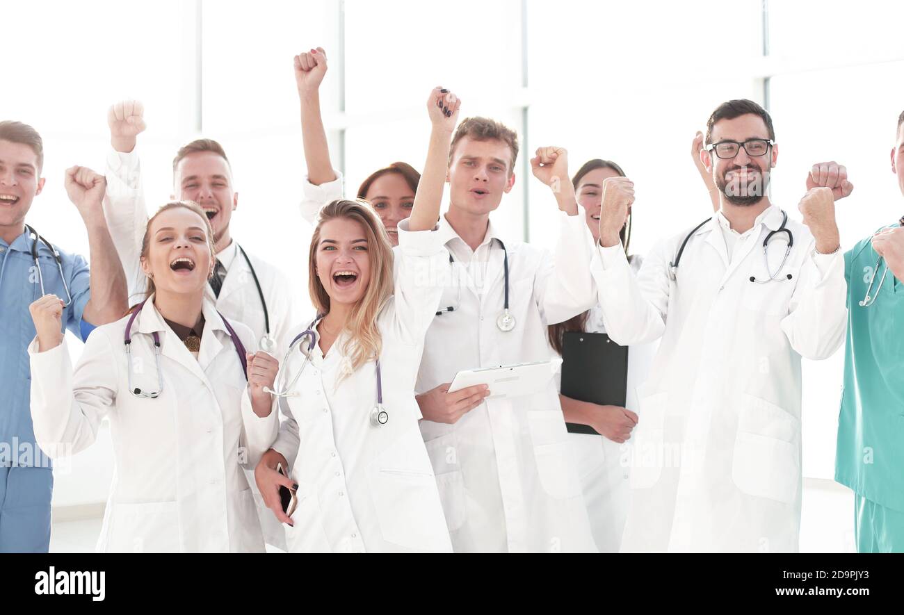 group of happy medical professionals. photo with copy space Stock Photo ...