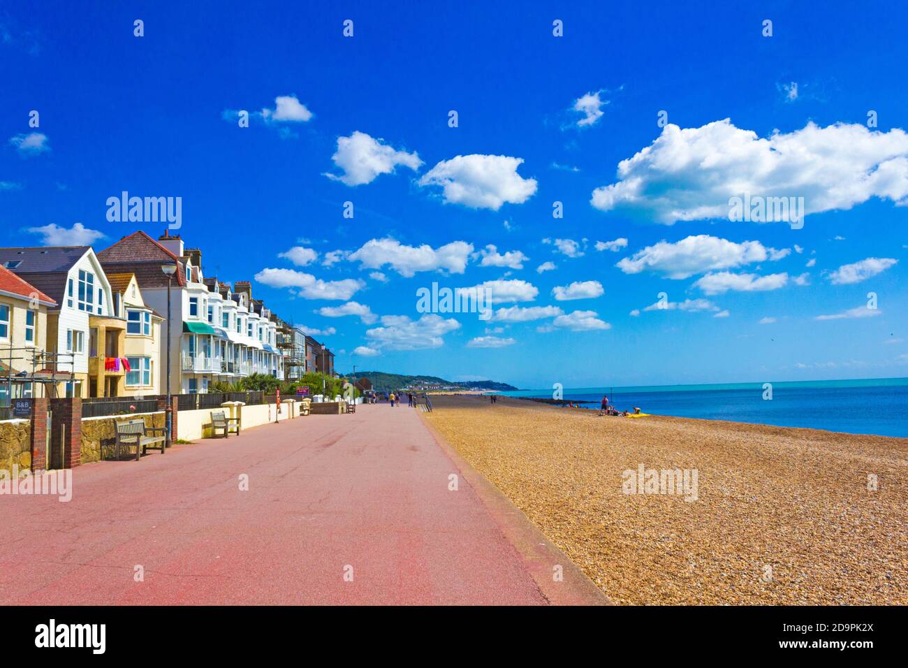 Beautiful view of Hythe beach on nice summer day Kent, England, UK ...