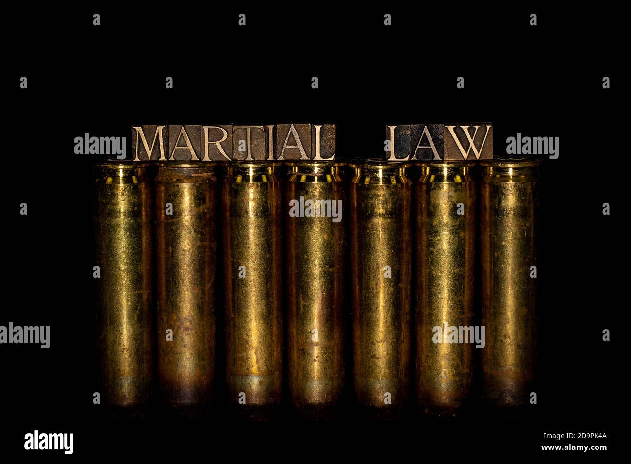 Martial Law text formed with real authentic typeset letters on 50 ...