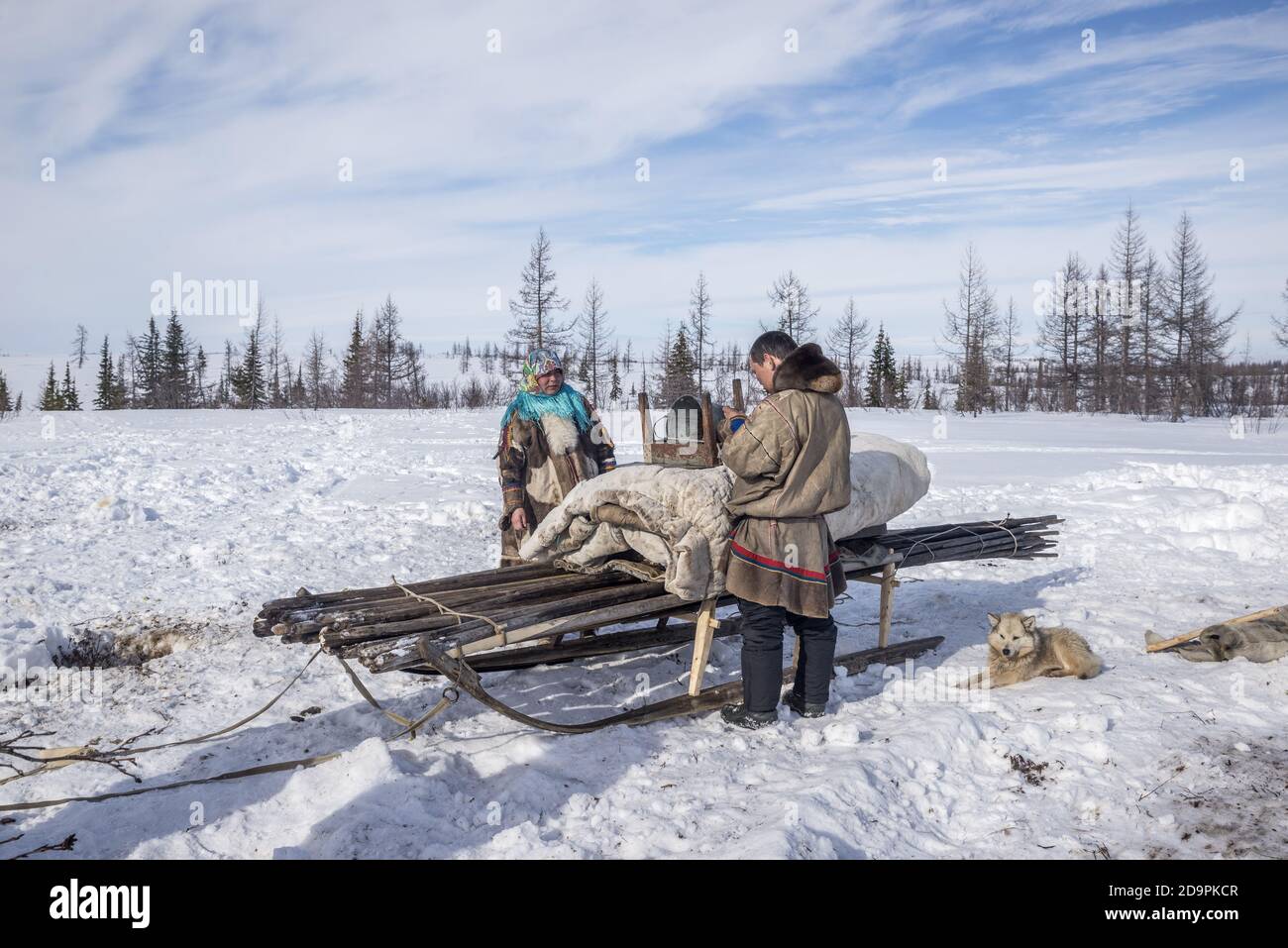 Two men reindeer sled hi-res stock photography and images - Alamy