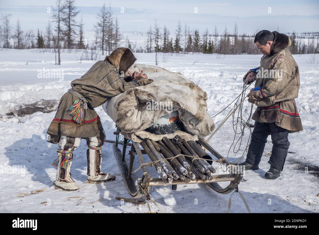 Two men reindeer sled hi-res stock photography and images - Alamy