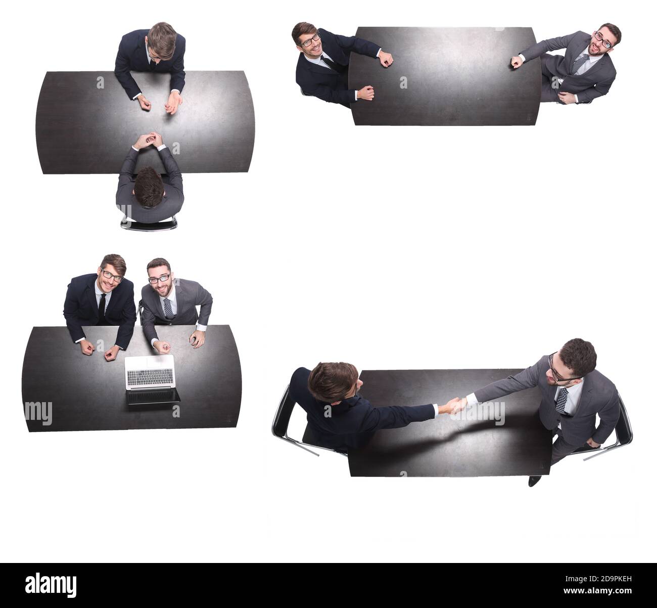 top view. two business people sitting at the Desk Stock Photo - Alamy