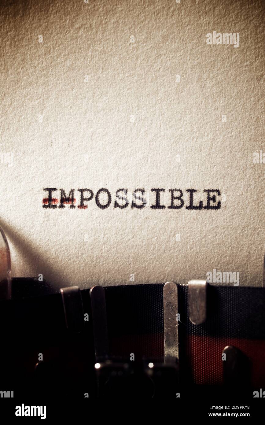 Impossible word written with a typewriter Stock Photo - Alamy