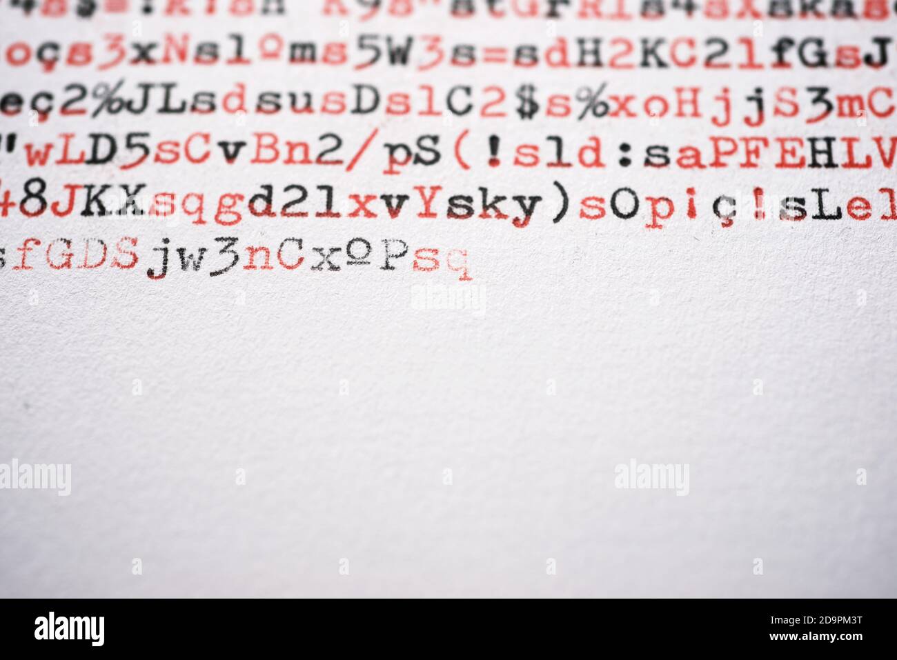 Close-up of characters written with a typewriter Stock Photo - Alamy