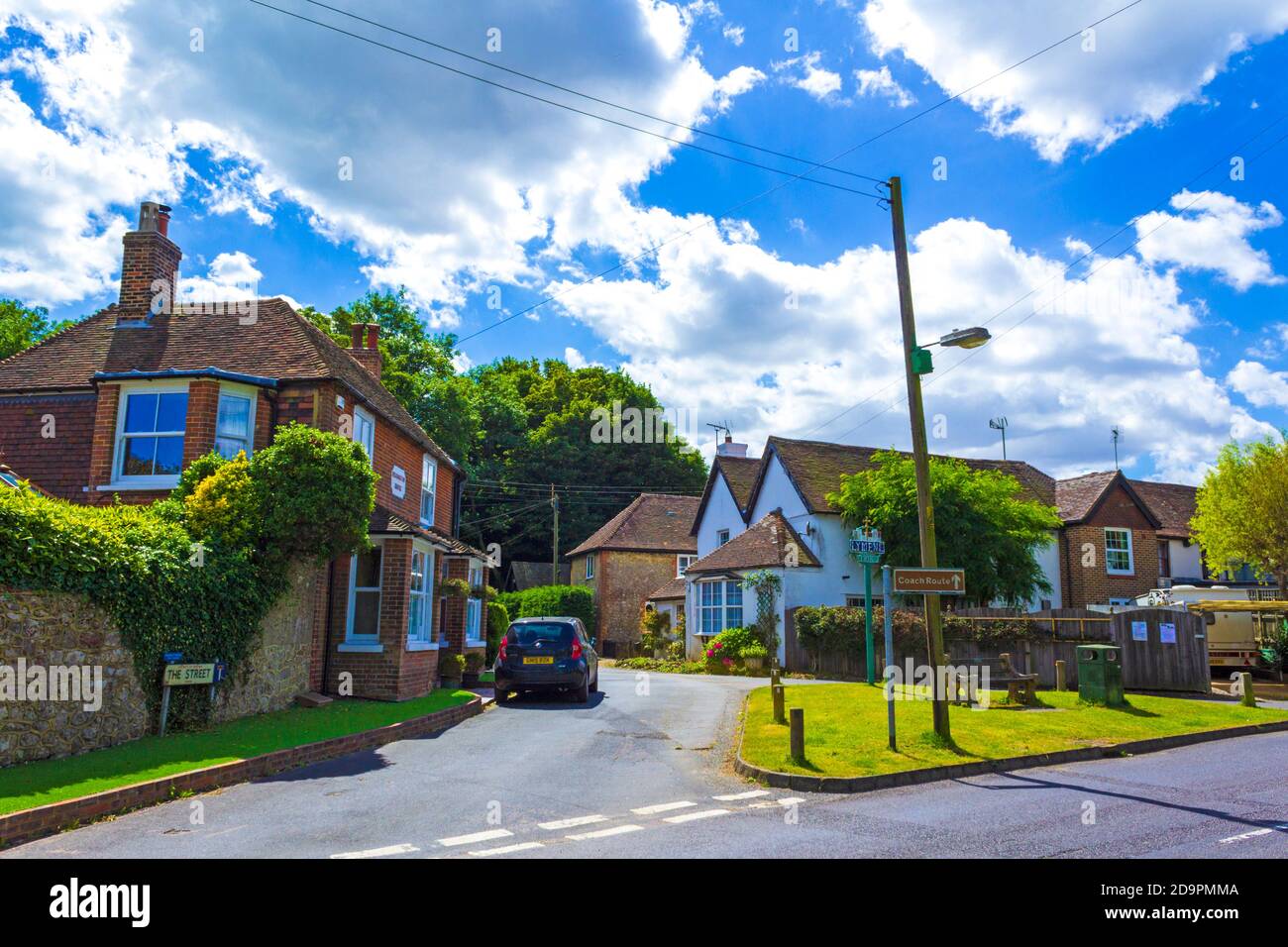 Street view of Lympne-a village on the former shallow-gradient sea ...