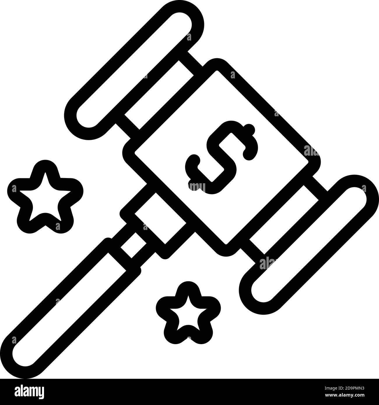 Auction hammer icon. Outline auction hammer vector icon for web design ...