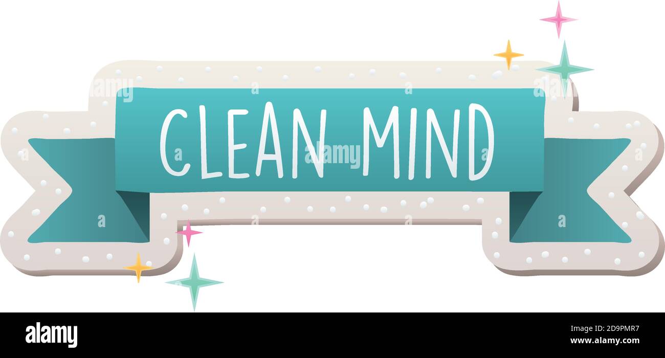 clean mind lettering covid19 pandemic stickers in ribbon Stock Vector ...
