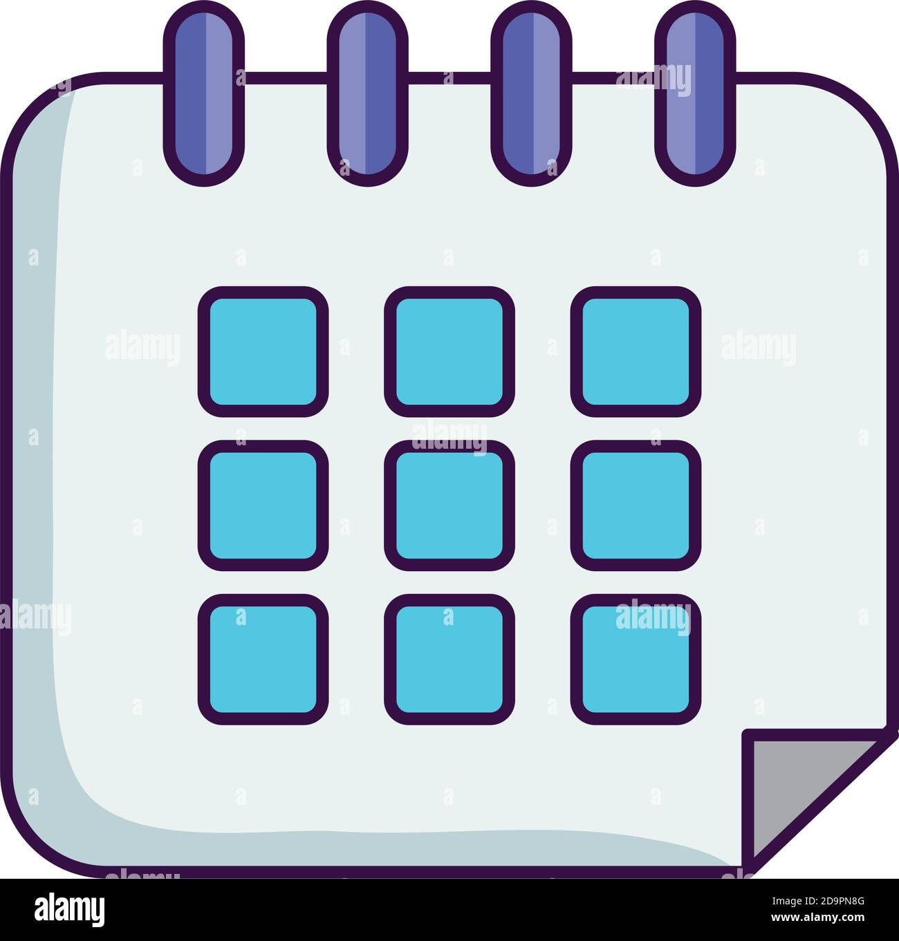 calendar planner icon over white background, flat style, vector ...