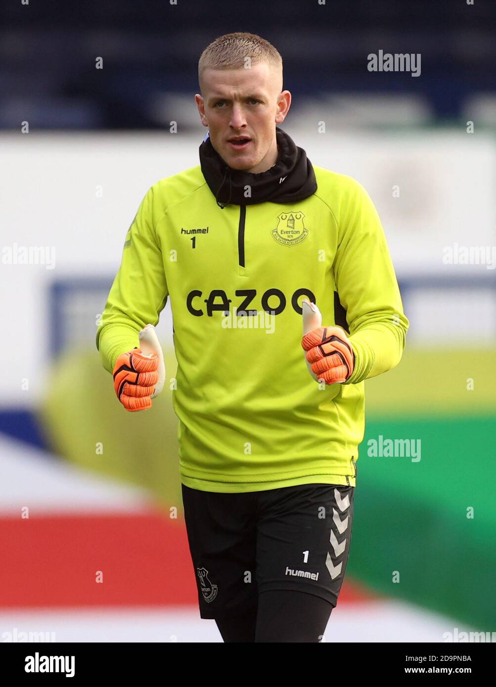 Everton goalkeeper Jordan Pickford ahead of the Premier League match at ...