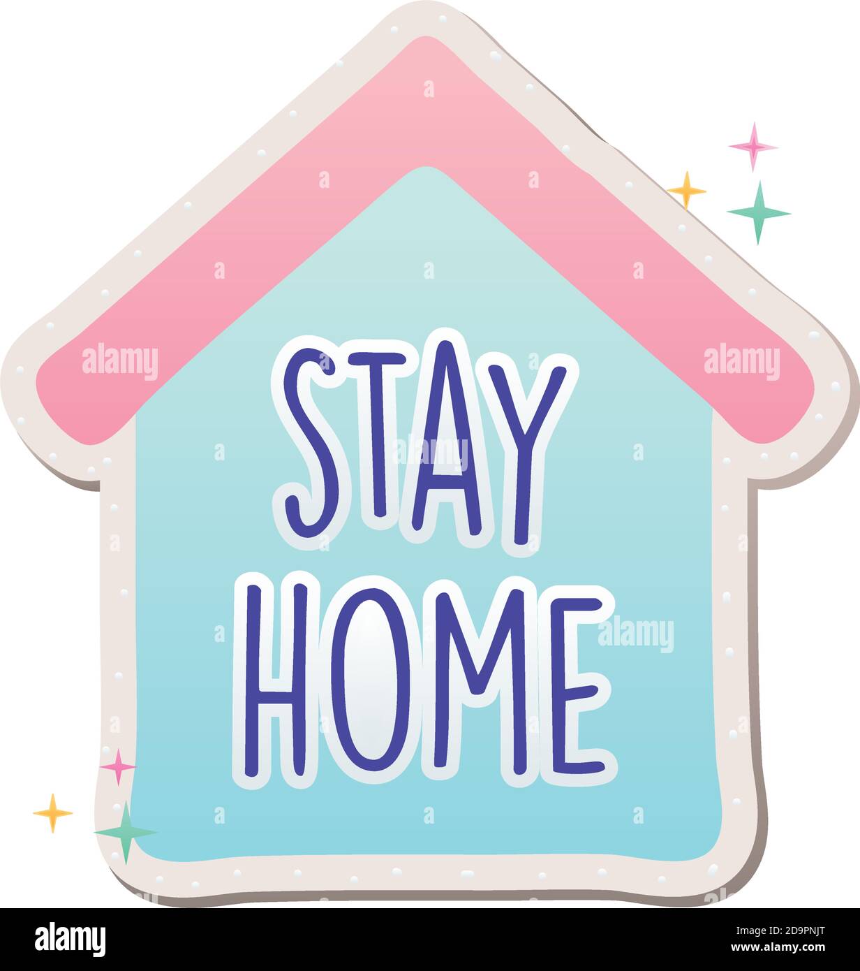 stay home lettering in house covid19 pandemic stickers Stock Vector ...