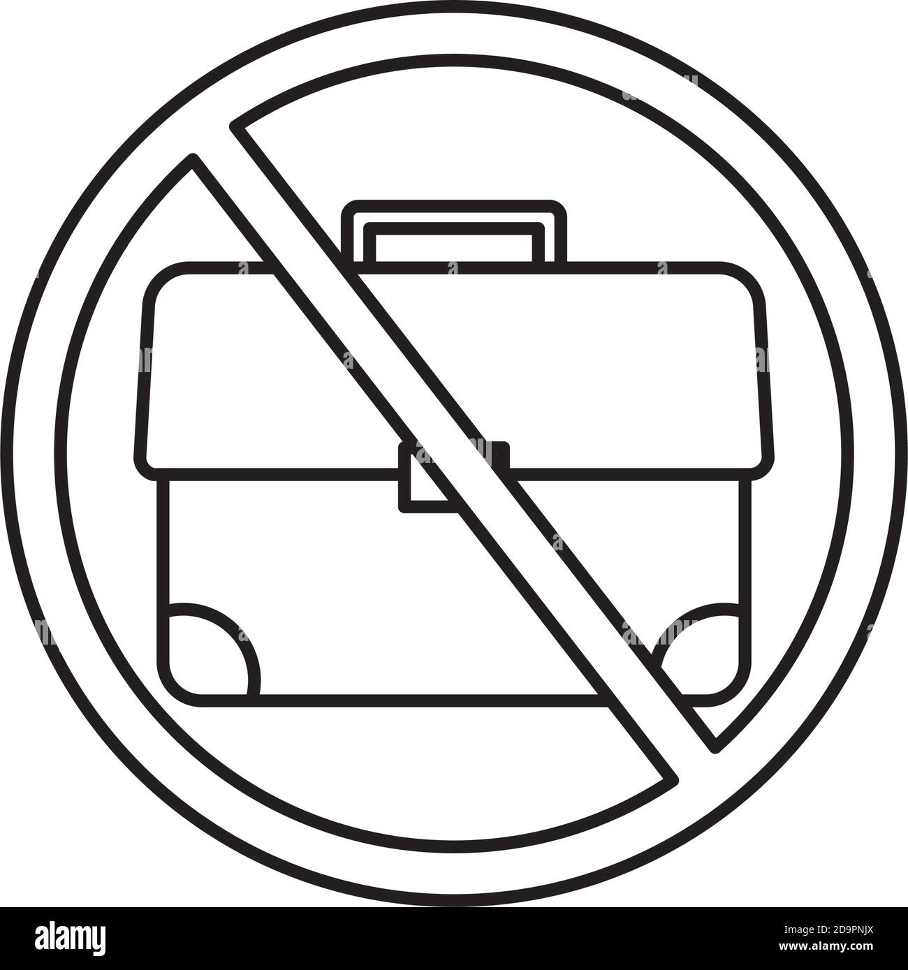 forbidden to work signal, prohibited sign with portfolio icon over ...