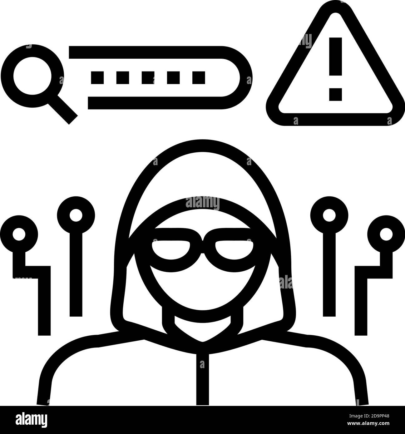 hacker hacked password line icon vector illustration Stock Vector Image ...