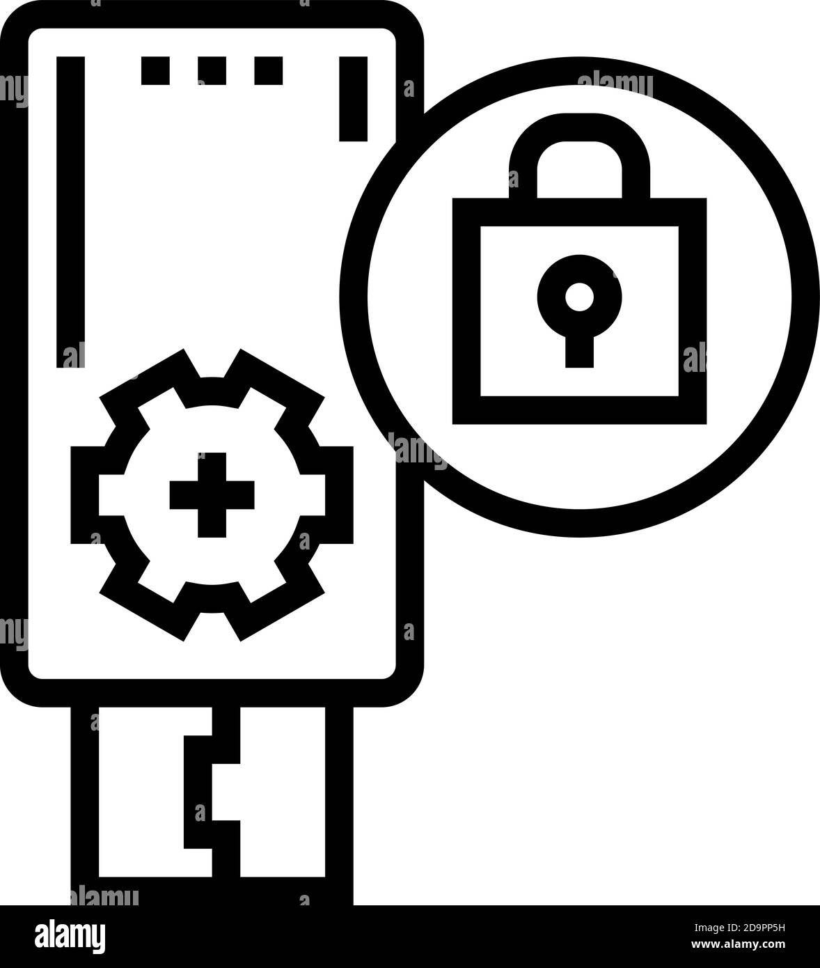 flash drive password line icon vector illustration Stock Vector Image ...