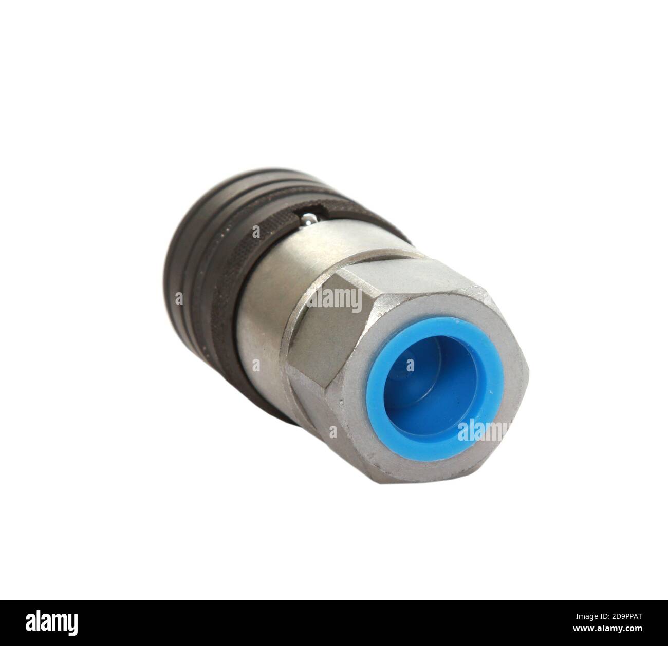 Closeup shot of piping metal fitting isolated on white background Stock ...