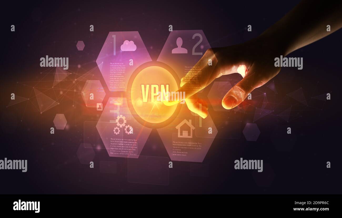 Hand touching VPN inscription, new technology concept Stock Photo - Alamy