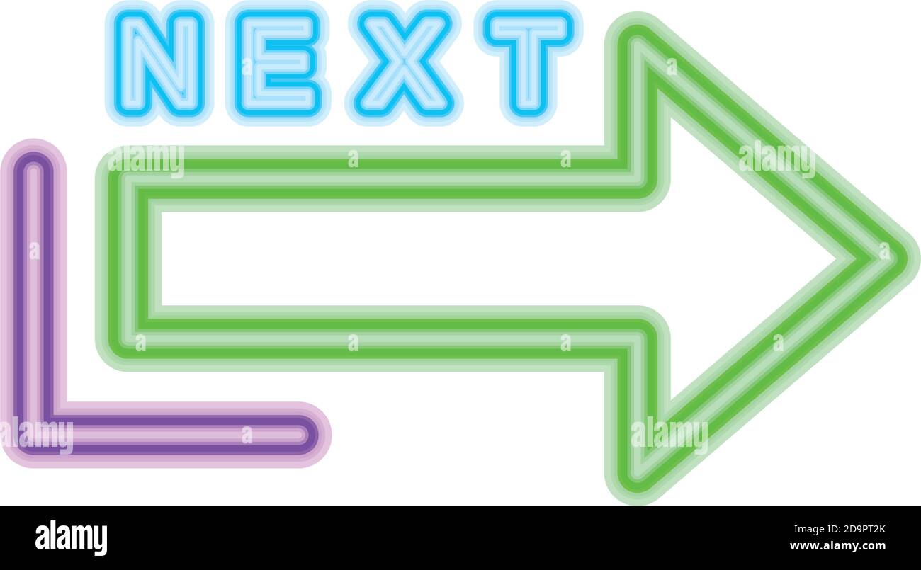 next neon sign with arrow icon over white background, vector ...