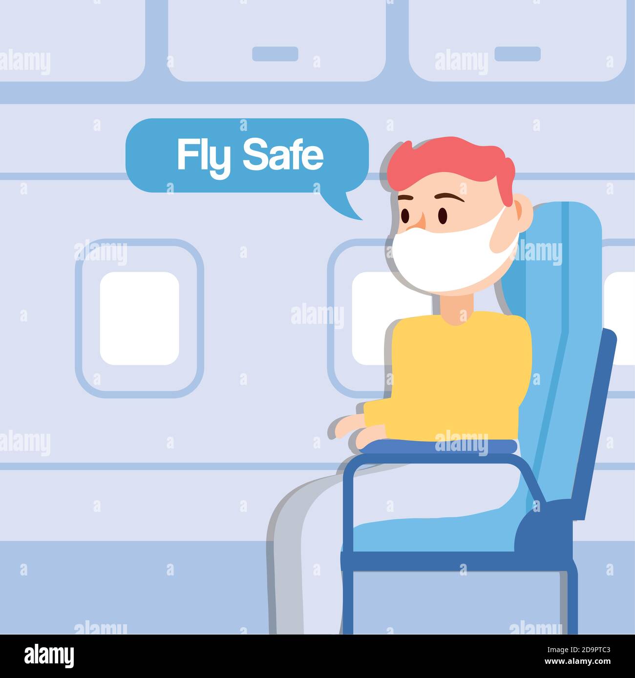 fly safe campaign lettering poster with vector illustration design ...