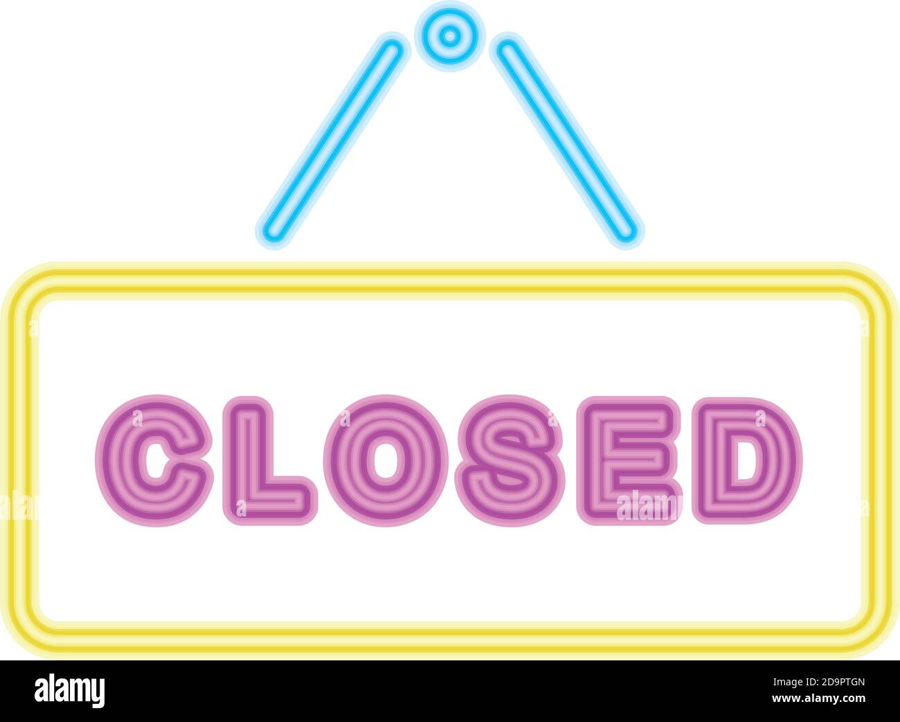 closed neon sign icon over white background, vector illustration Stock ...