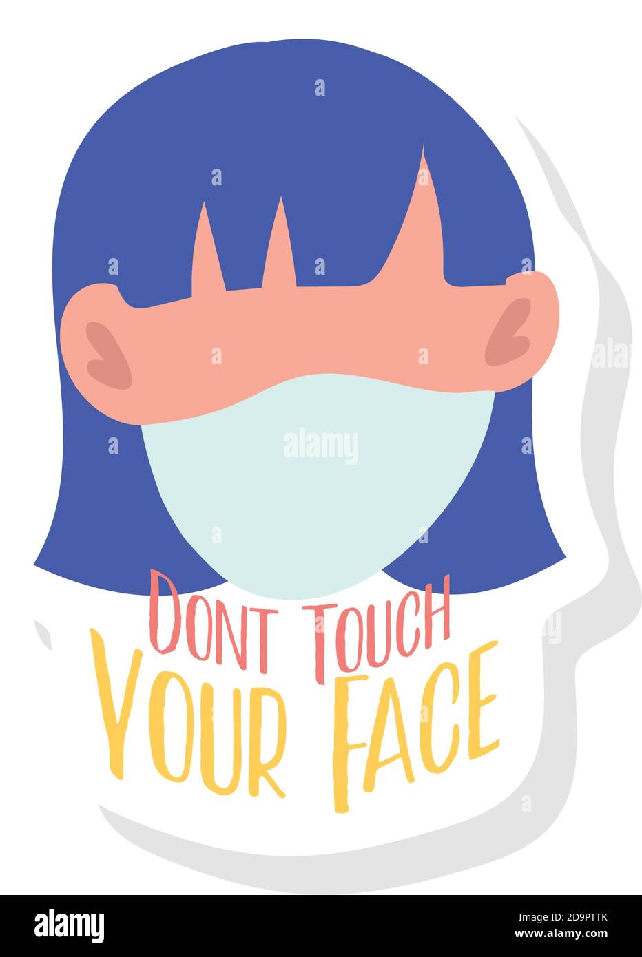 dont touch your face lettering campaign with woman wearing medical mask ...