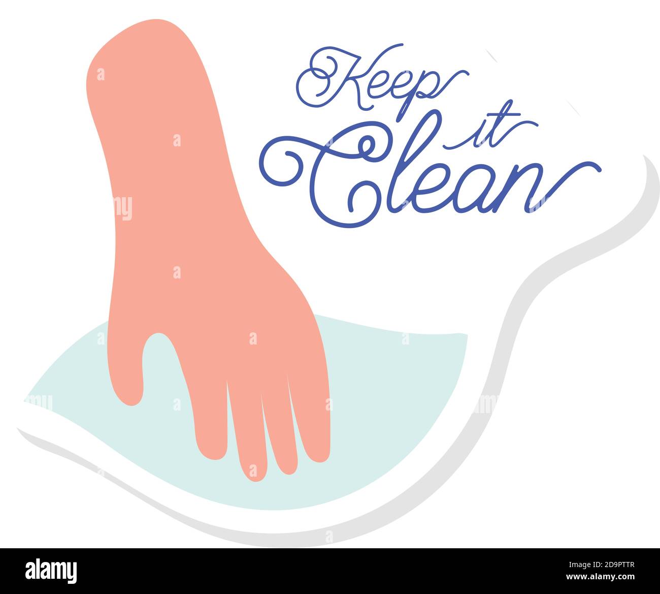 keep it clean lettering campaign with hand celaning surface vector ...