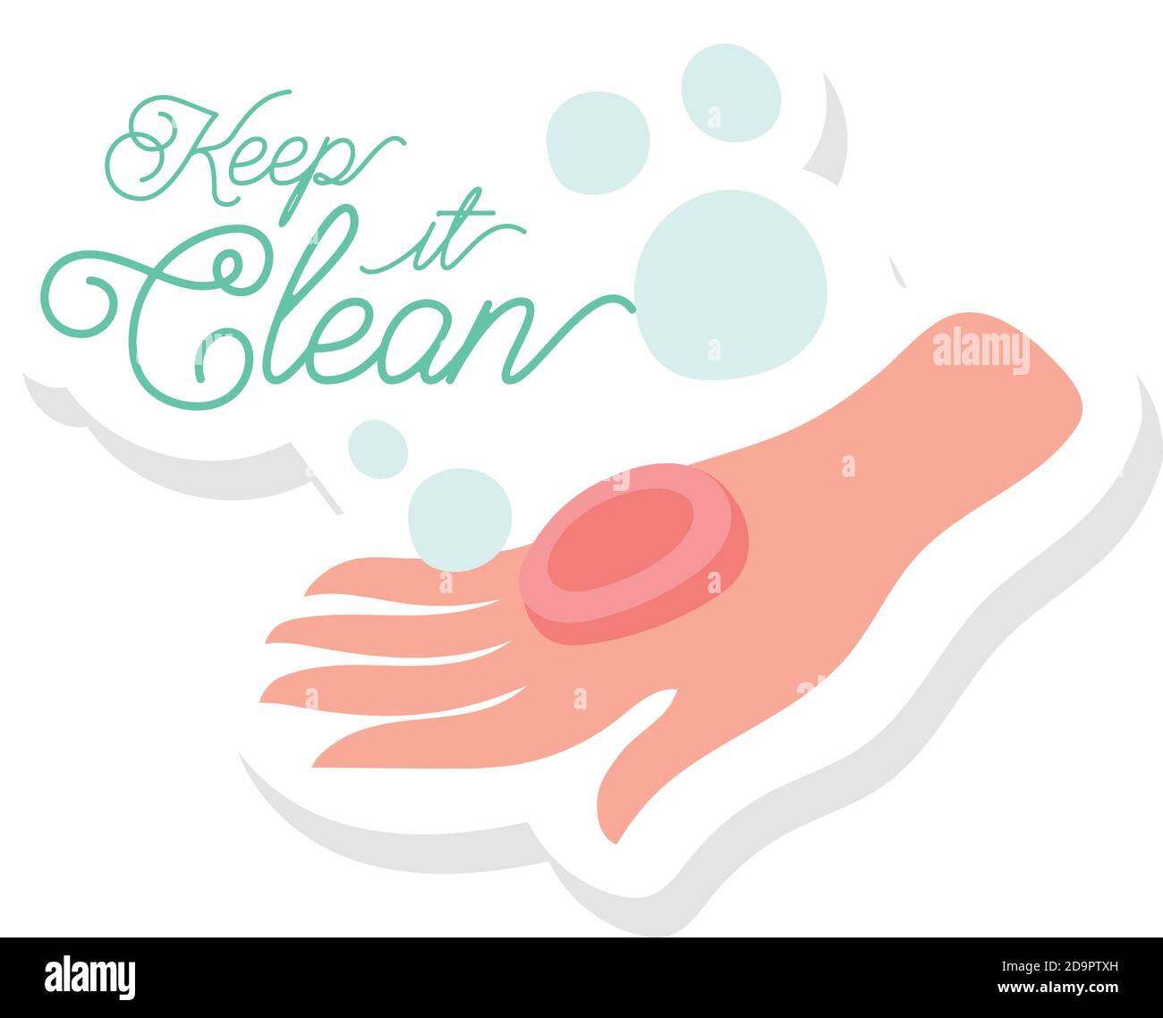 keep it clean lettering campaign with hand and soap bar vector ...