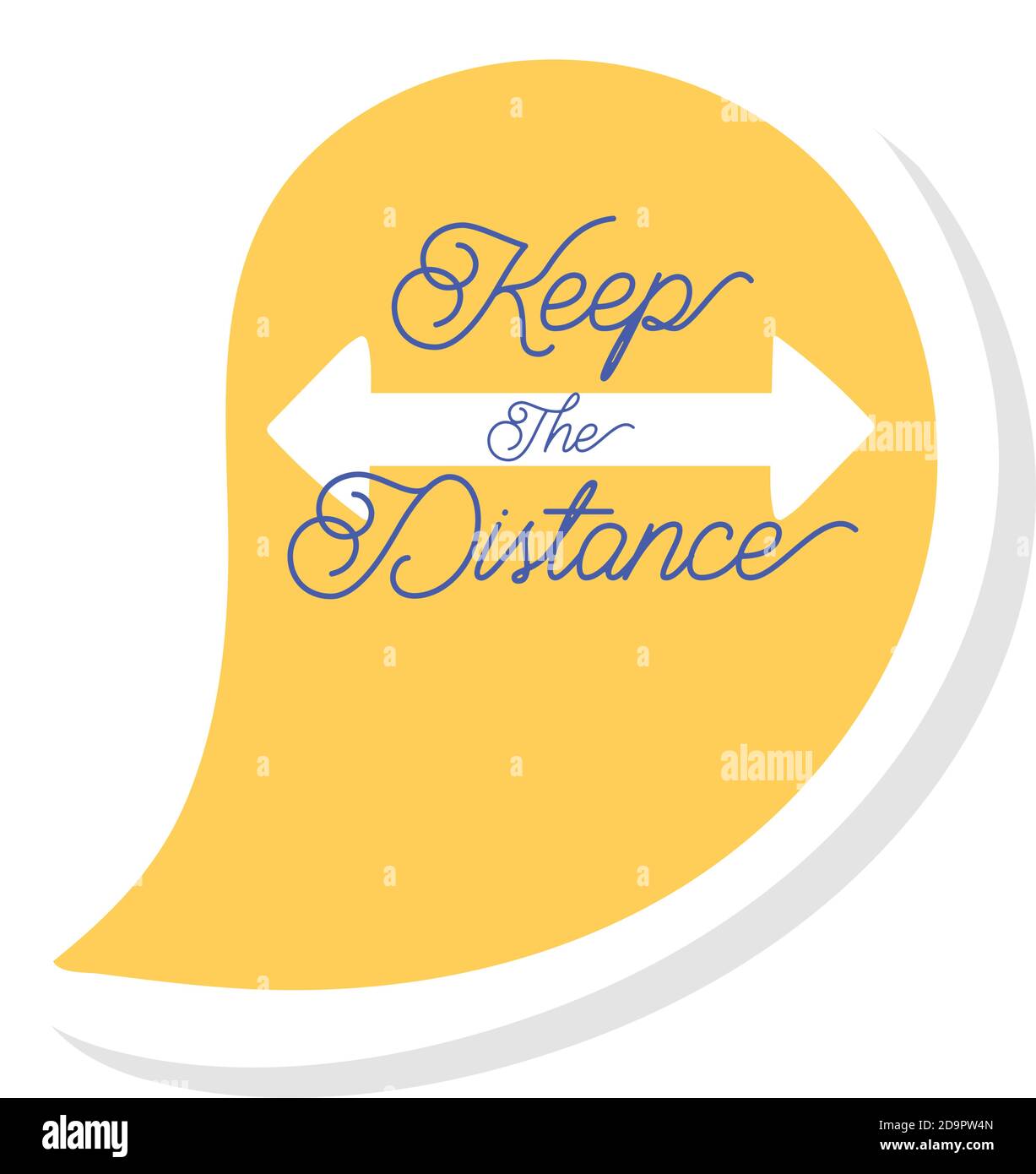keep the distance lettering campaign with arrow in speech bubble vector ...