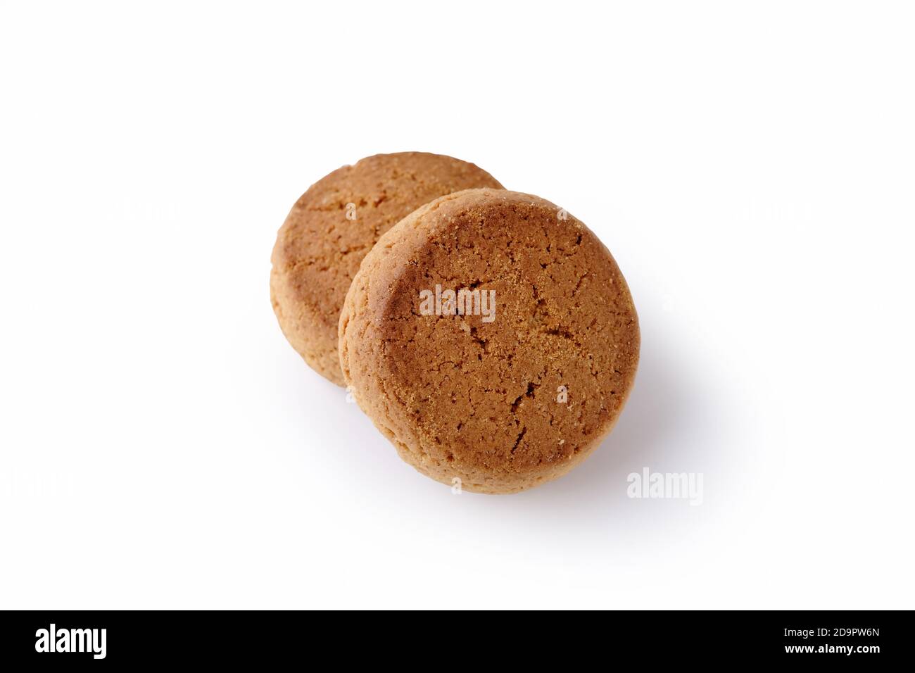 Traditional round gingerbread isolated on white. Close up and space for ...