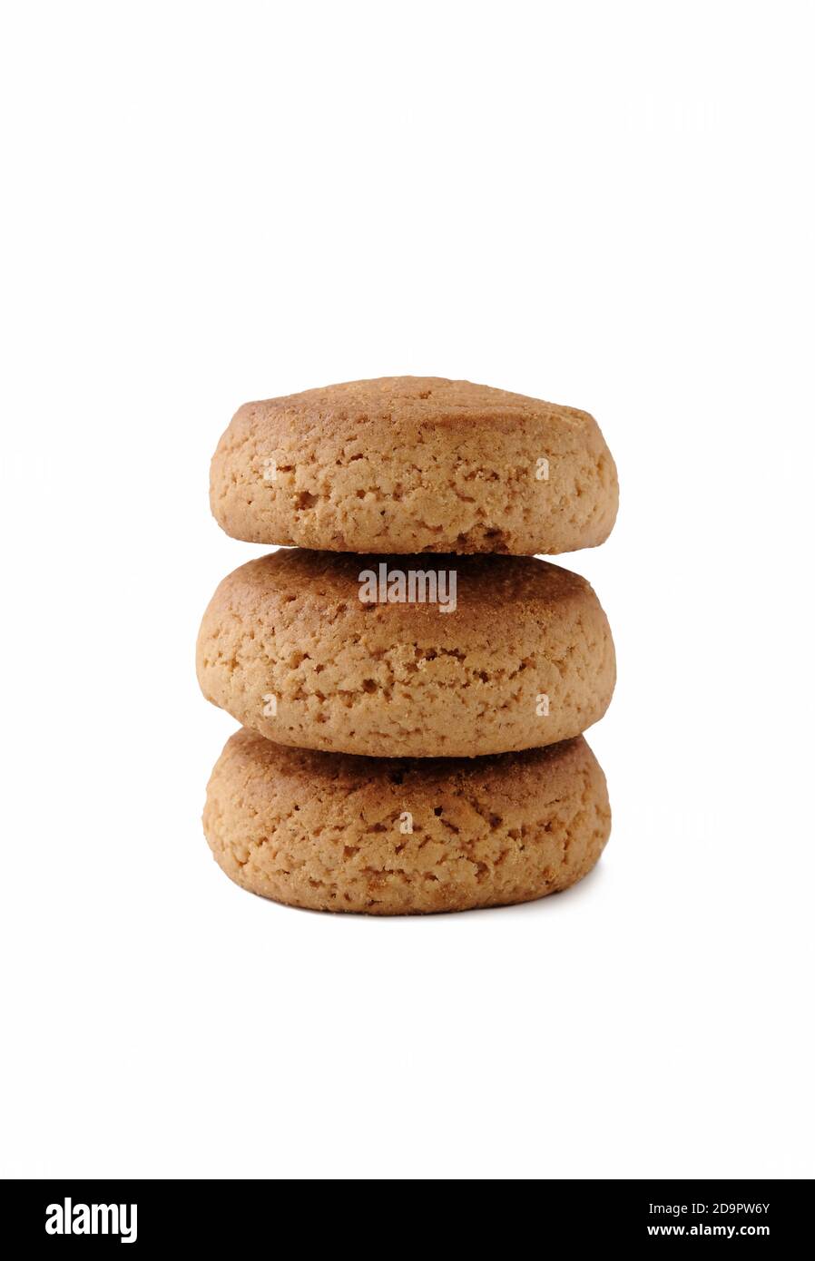 Traditional round gingerbread isolated on white. Close up and space for ...