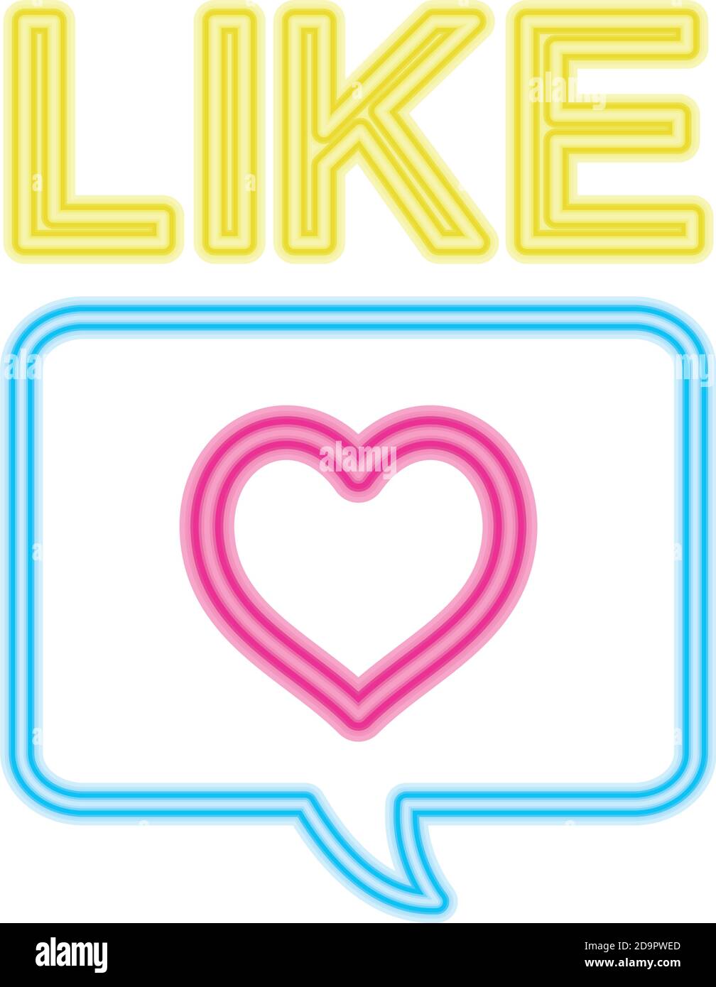 like neon sign with heart icon over white background, vector ...