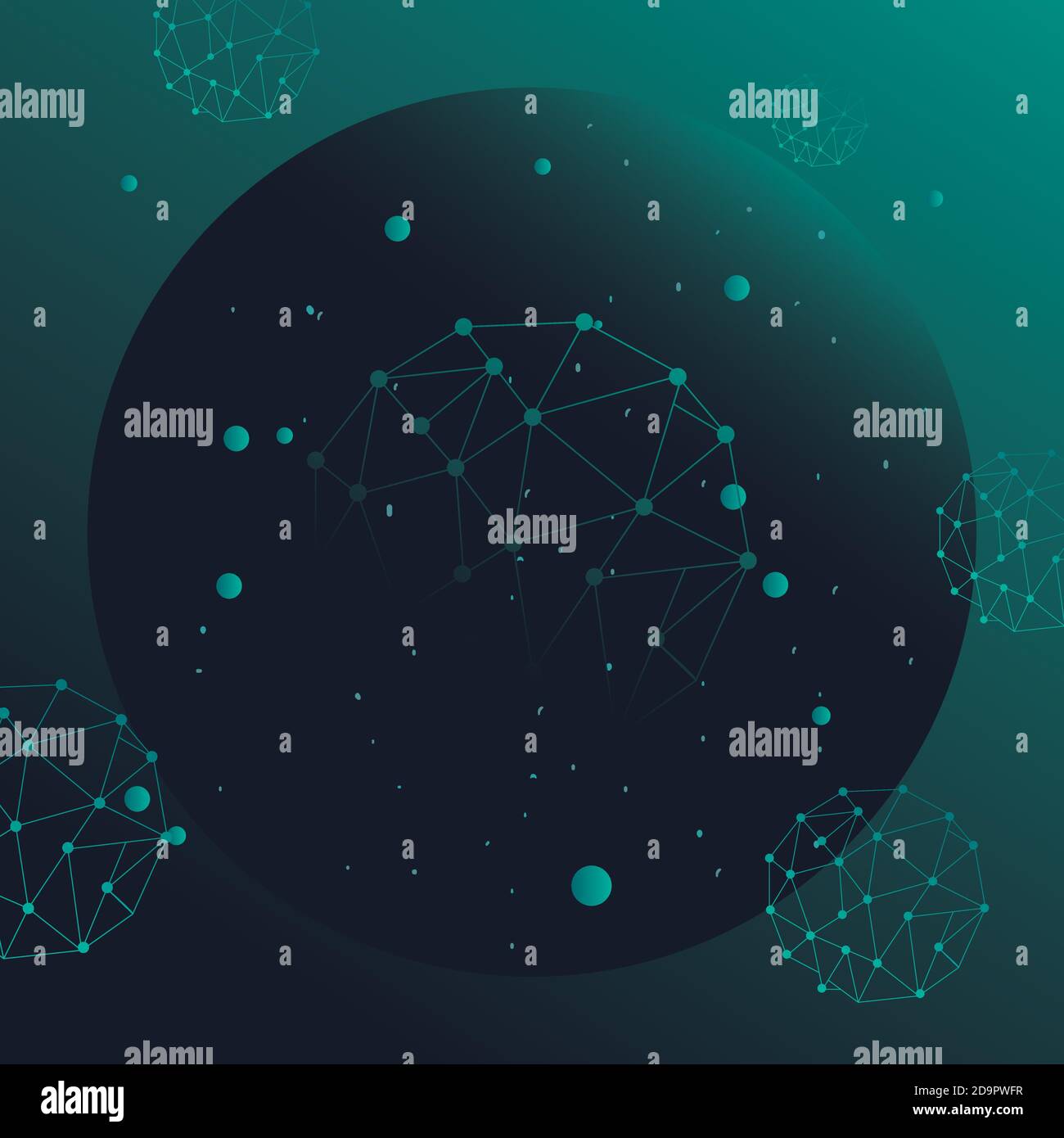 futuristic background green with molecules technology and polygonal ...