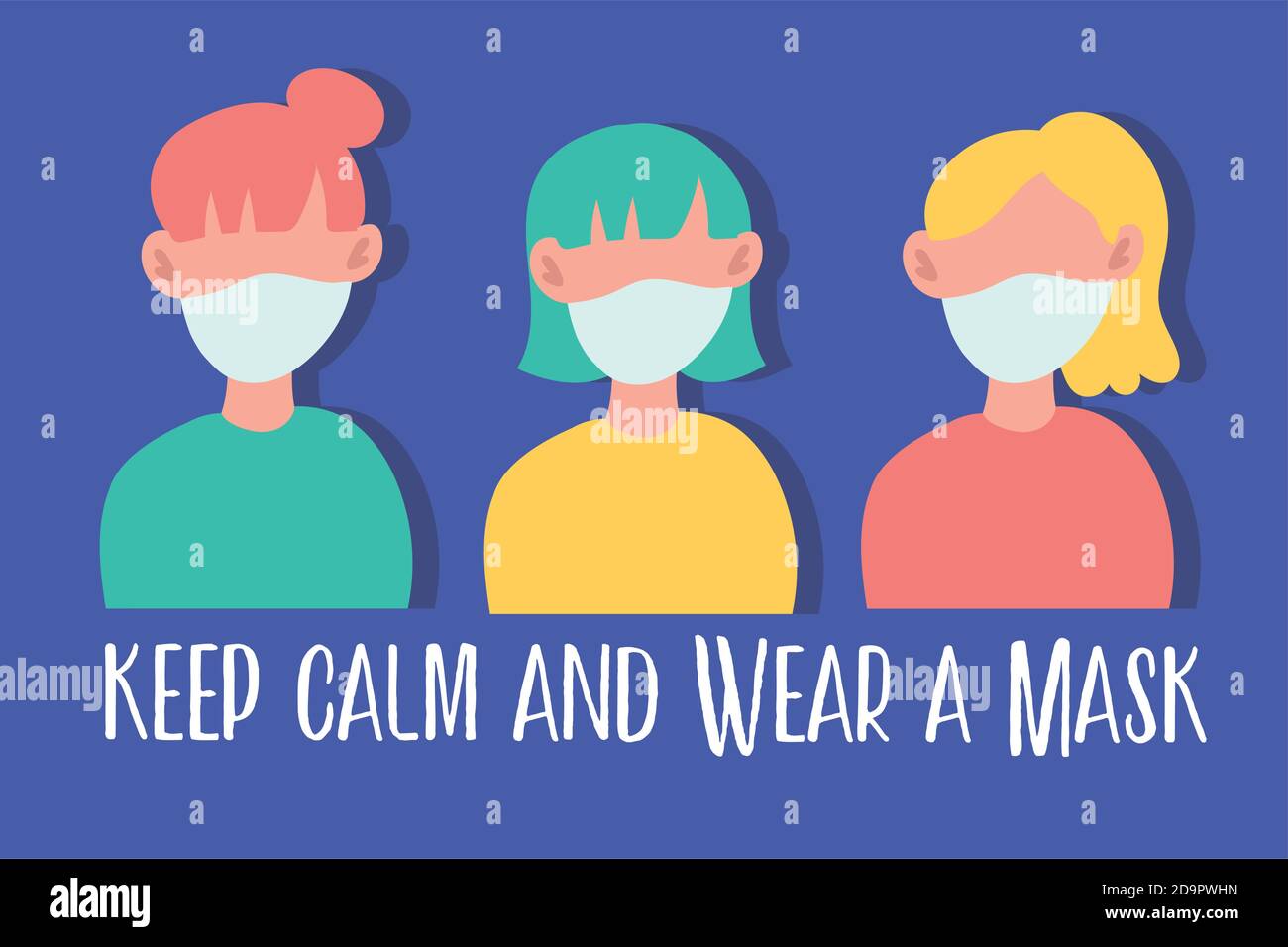 use your mask lettering campaign with girls wearing masks vector ...