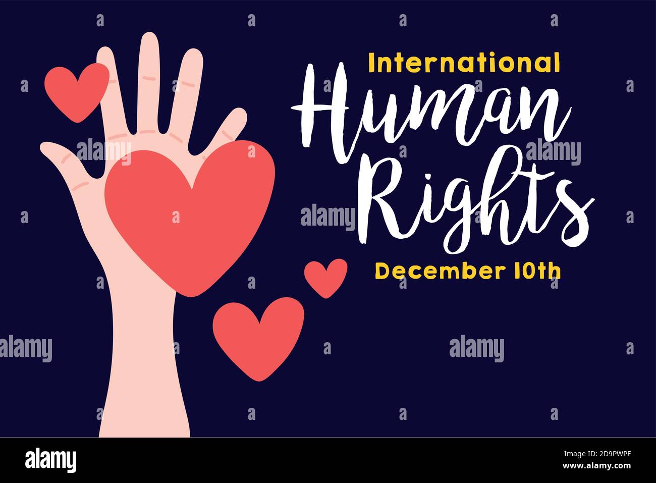 human rights campaign lettering with hand and hearts vector ...
