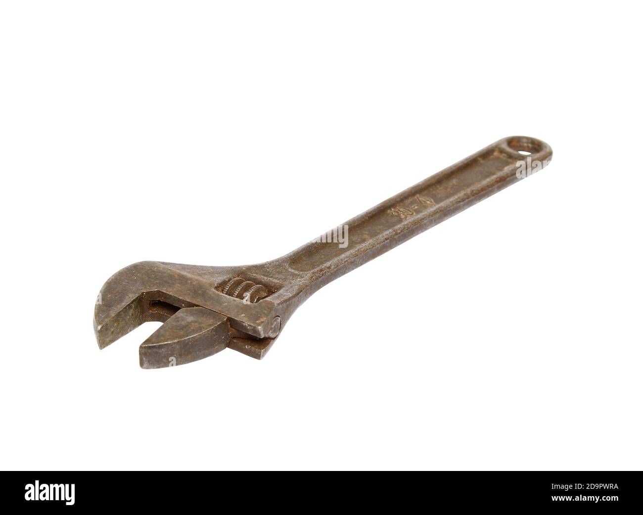 Closeup shot of an adjustable wrench isolated on white background Stock ...