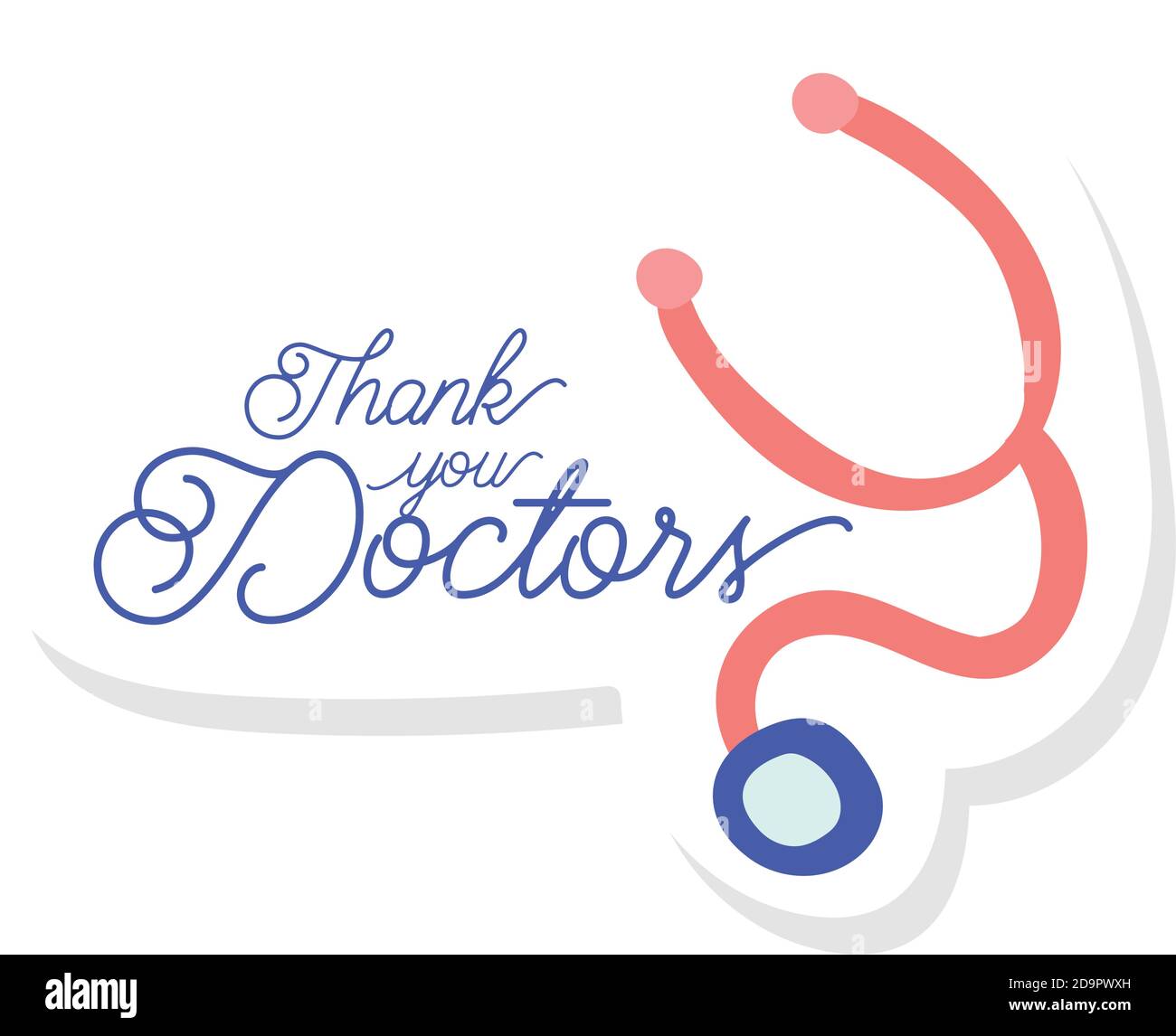 thank you doctors lettering campaign with stethoscope vector ...