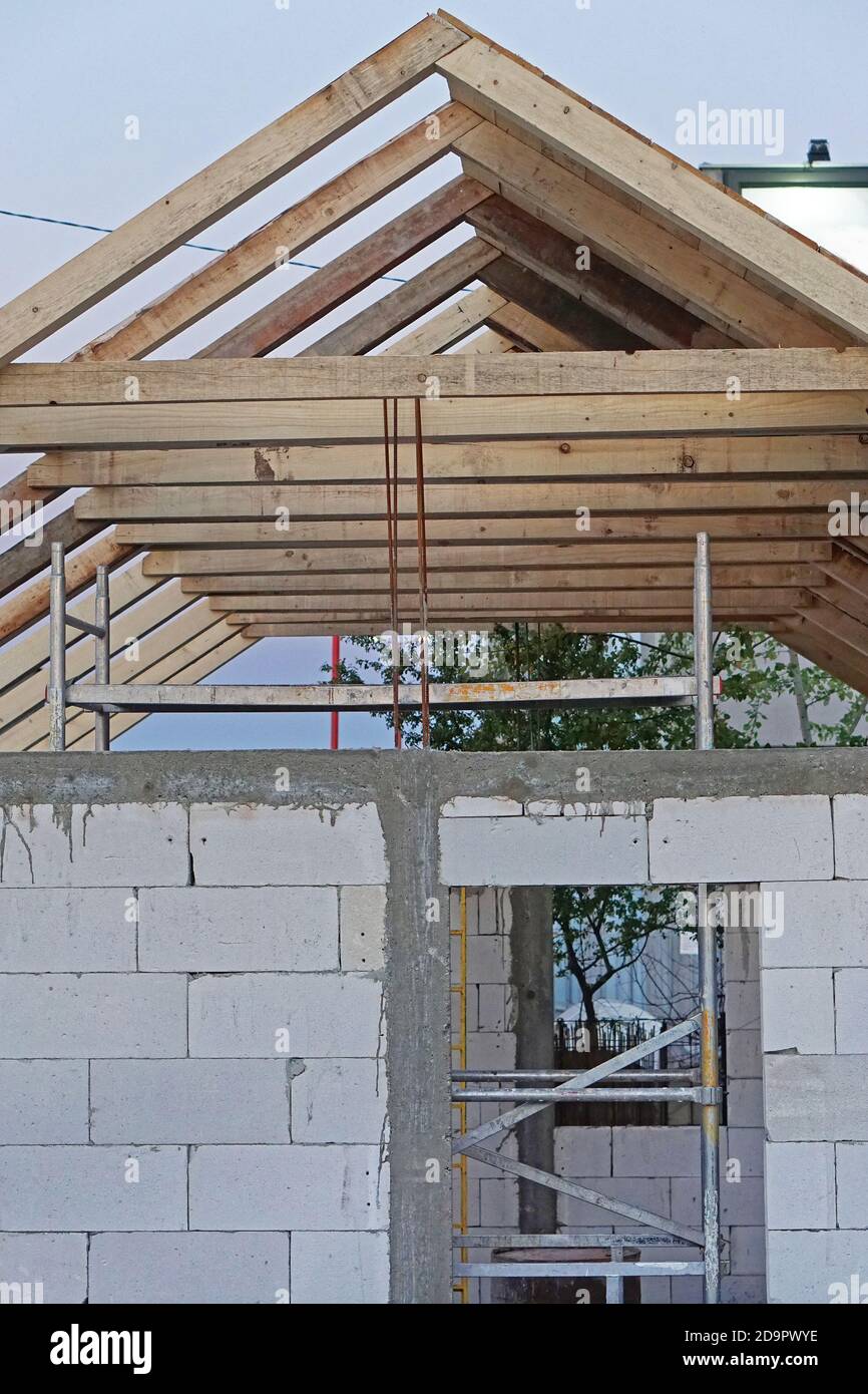 Building small house with blocks construction site Stock Photo - Alamy