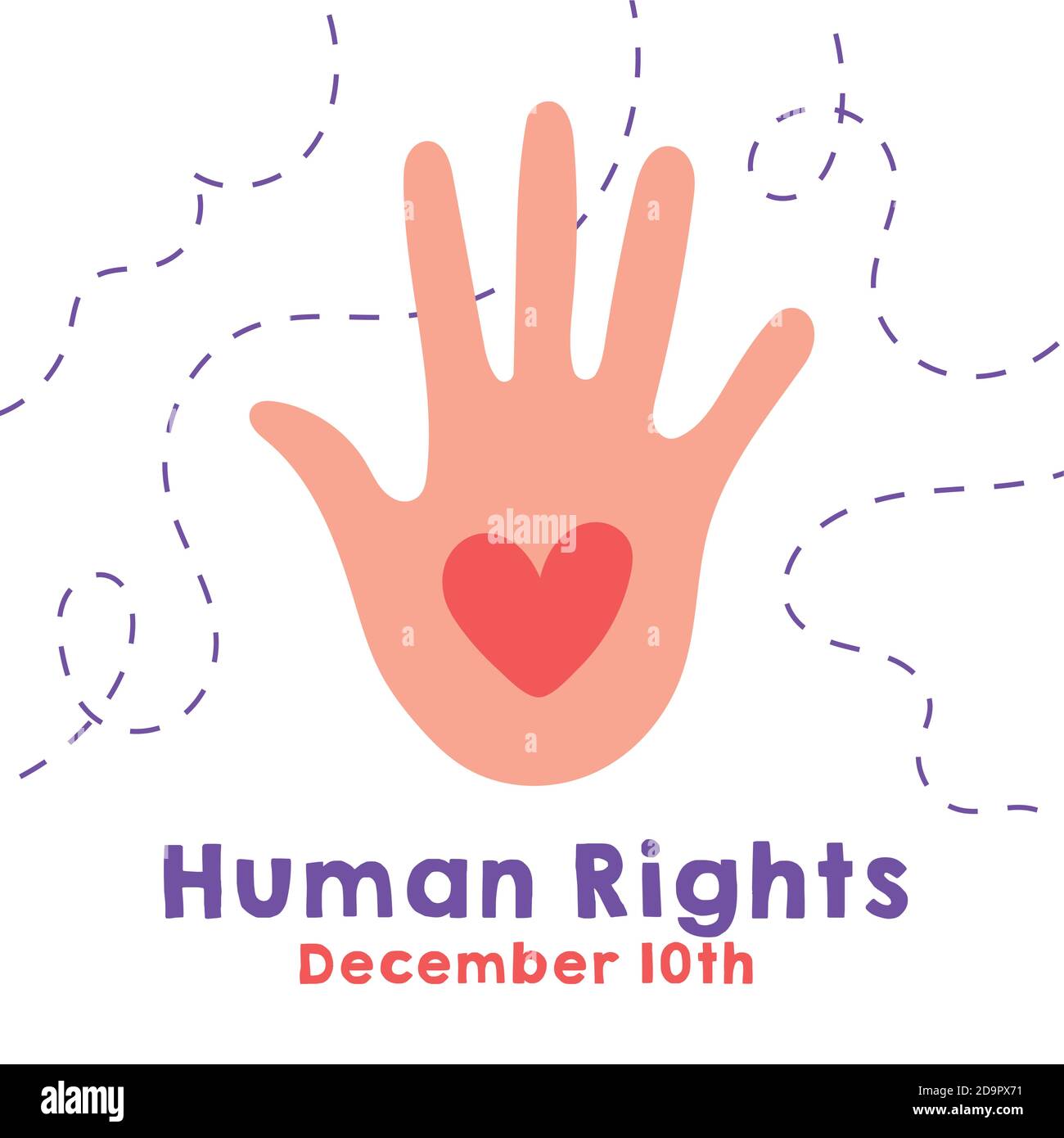 human rights campaign lettering with hand and heart vector illustration ...