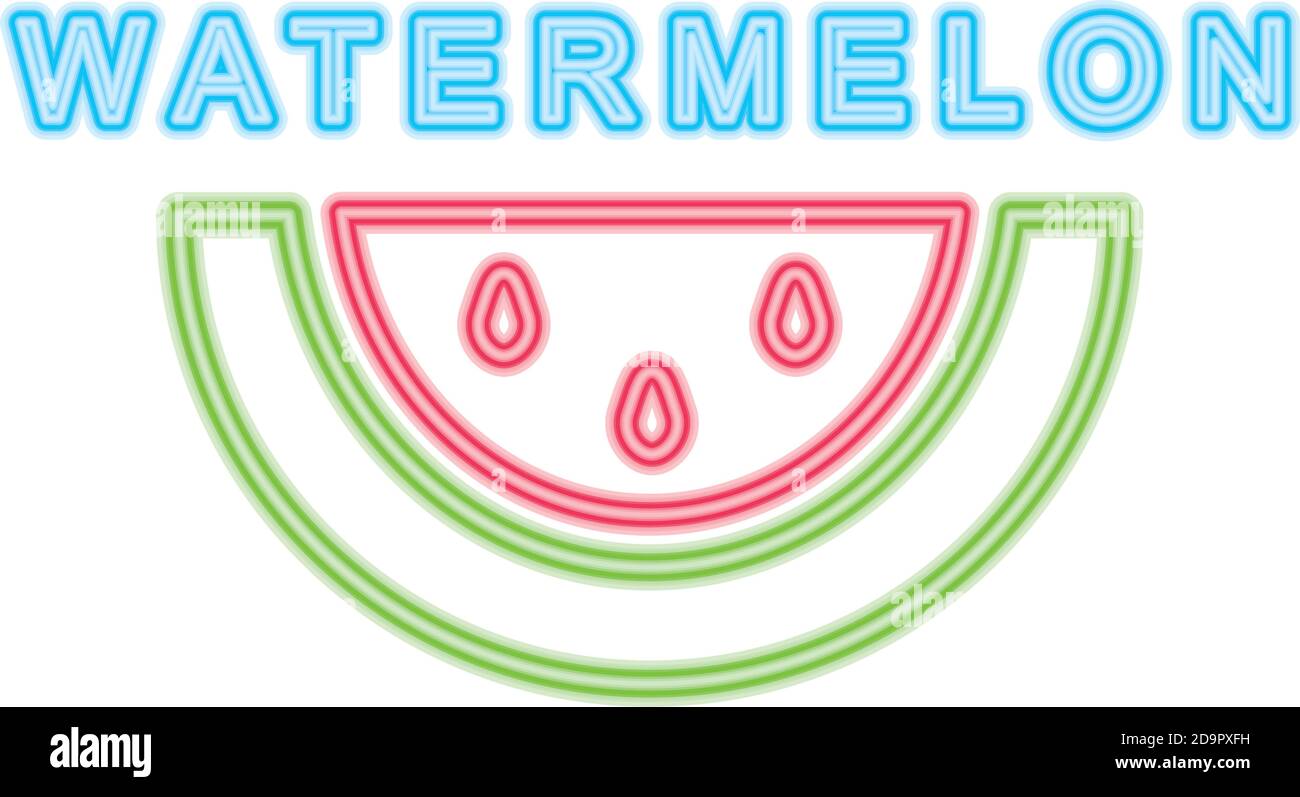 watermelon neon sign icon over white background, vector illustration ...